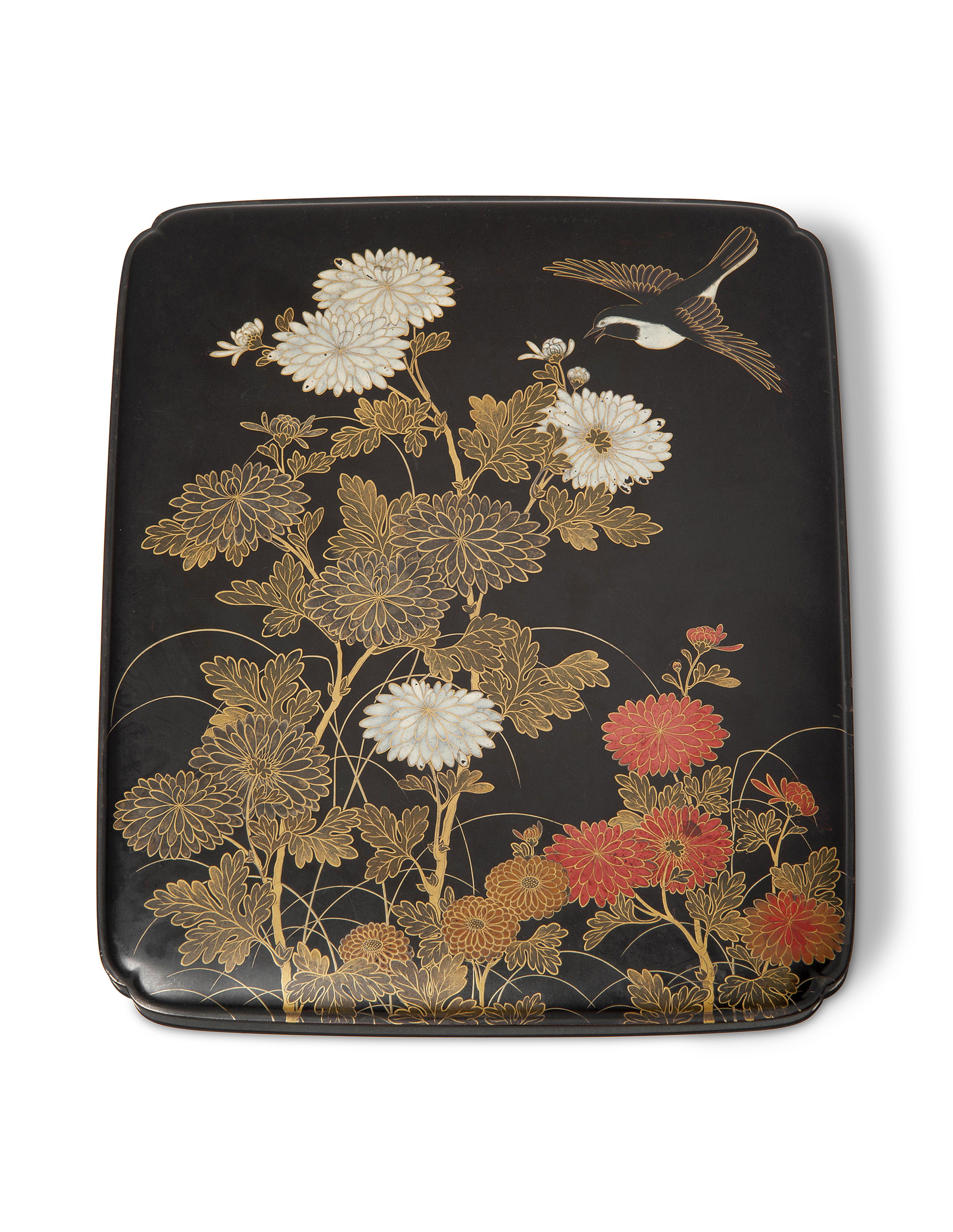 A JAPANESE LACQUER WRITING BOX (SUZURIBAKO) WITH CHRYSANTHEMUMS, EDO ...