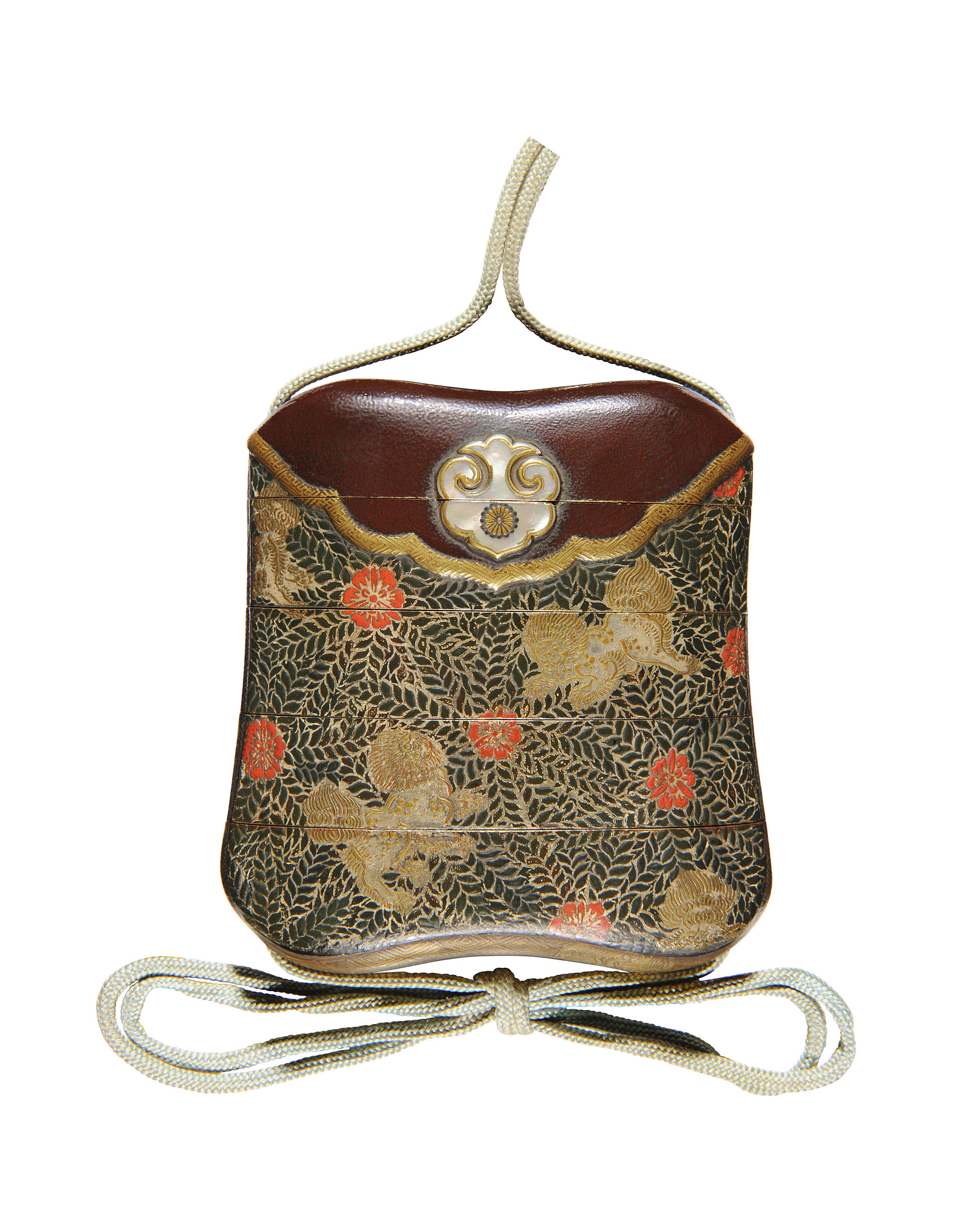 AN UNUSUAL JAPANESE FOUR-CASE LACQUER INRO IMITATING A DUTCH TOBACCO ...