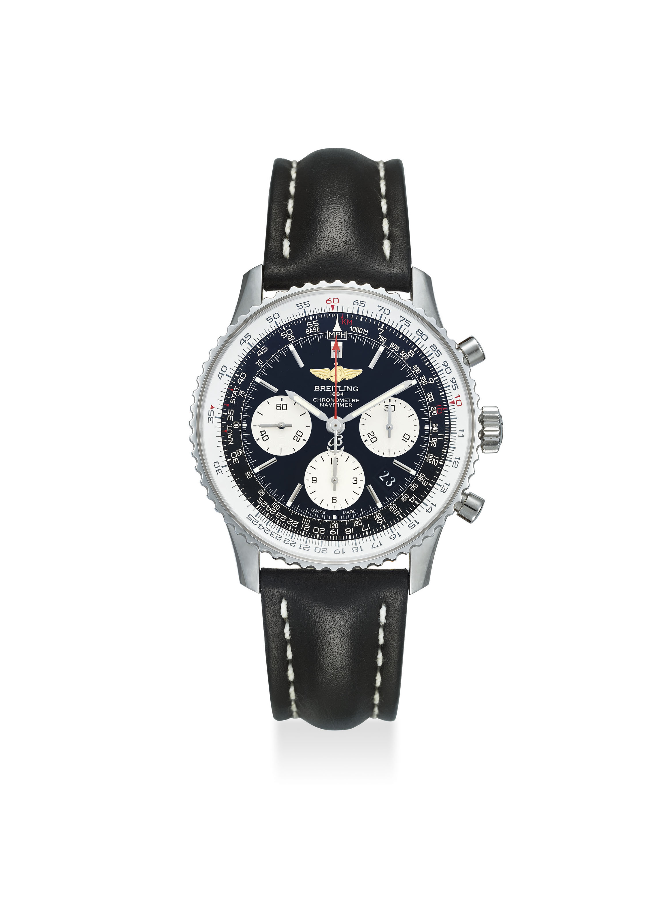 Breitling. A fine stainless steel dual time calendar chronograph ...