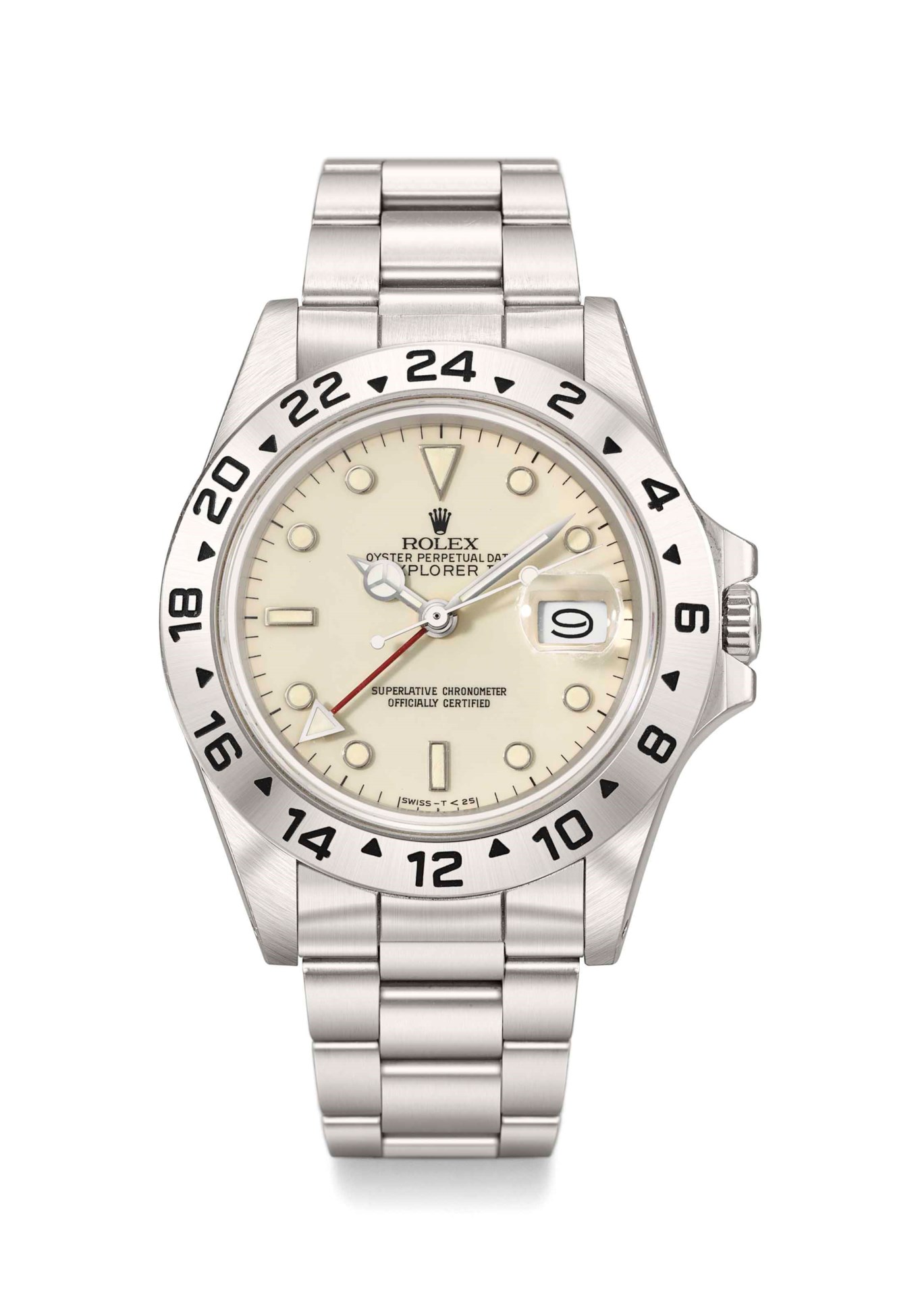 Rolex. A fine stainless steel automatic dual time wristwatch with sweep ...