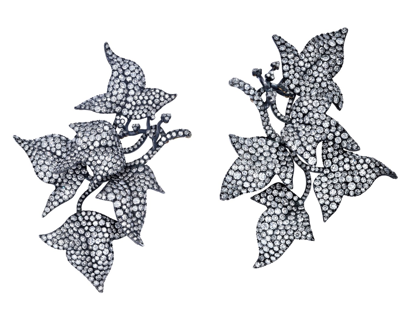 DELICATE DIAMOND IVY LEAVES EARRINGS, JAR | Christie's