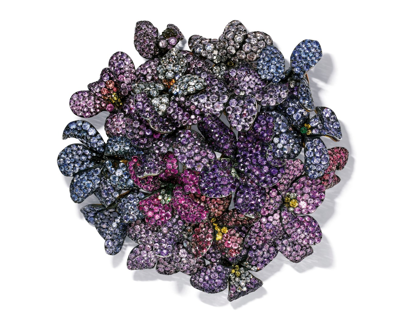 SPECTACULAR MULTI-GEM BOUQUET OF VIOLETS BROOCH, JAR | Christie's