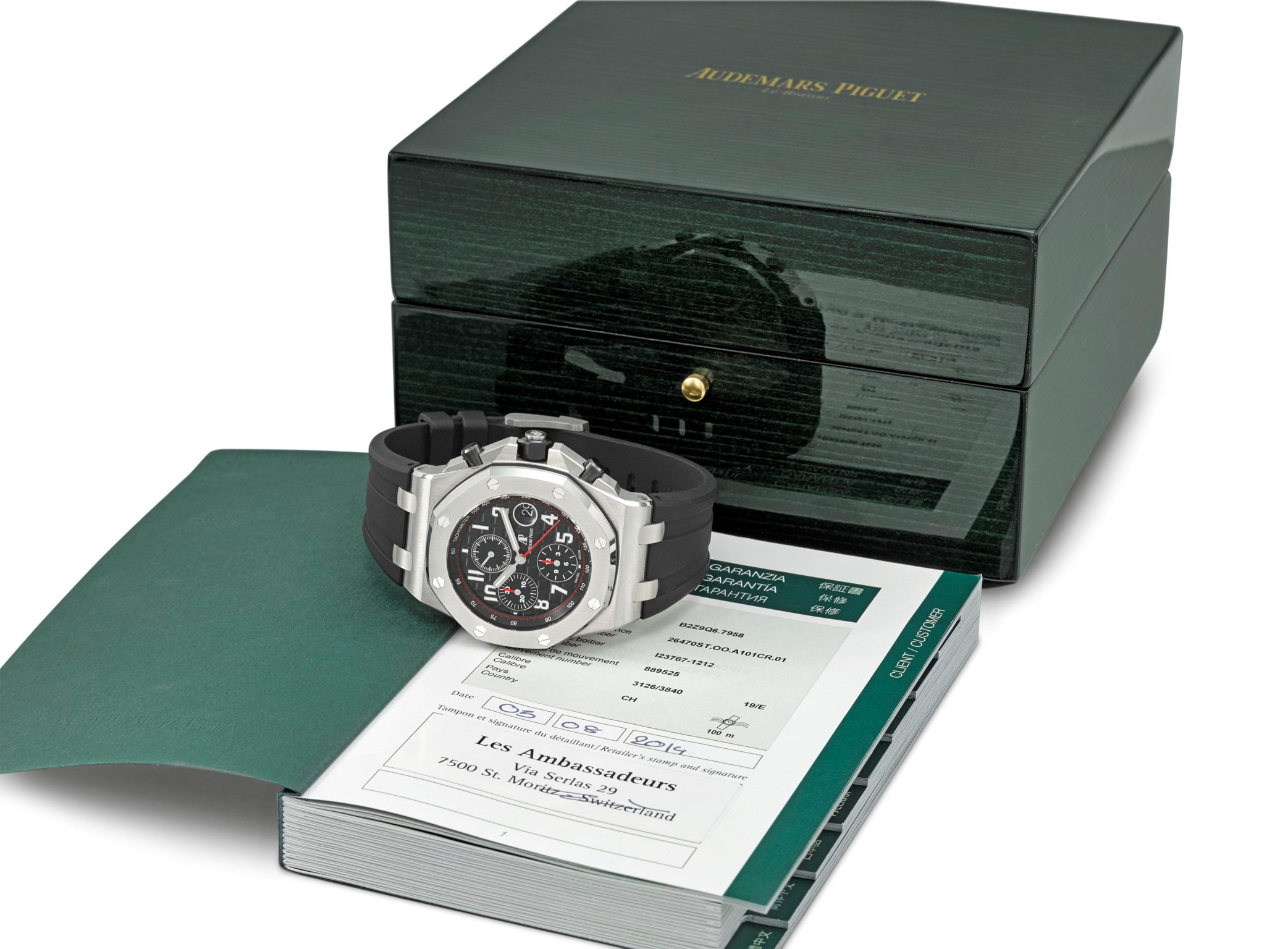 AUDEMARS PIGUET. A STAINLESS STEEL AUTOMATIC CHRONOGRAPH WRISTWATCH ...