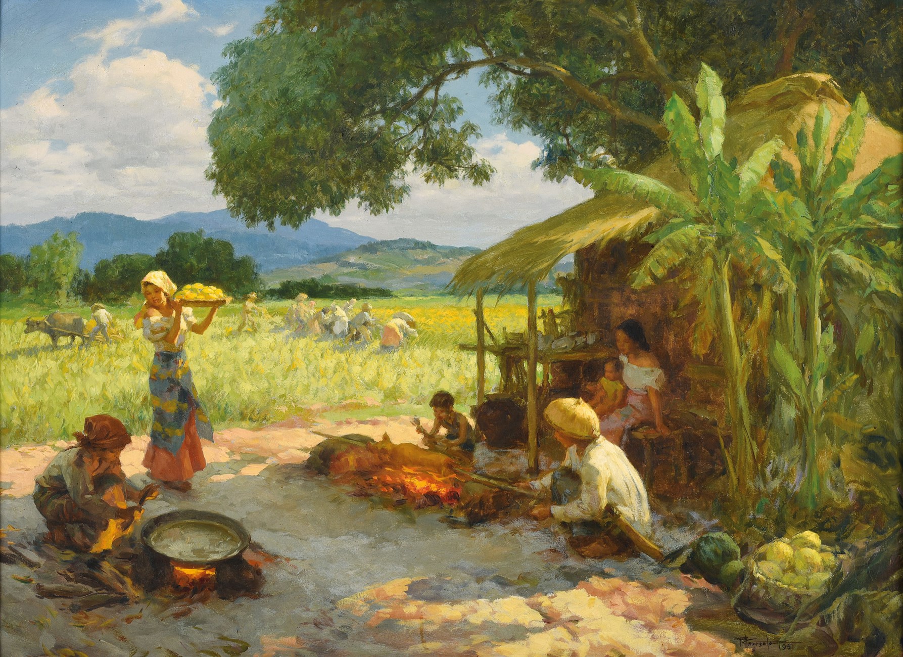 FERNANDO CUETO AMORSOLO (PHILIPPINES, 1892-1972), By the Padi Field ...