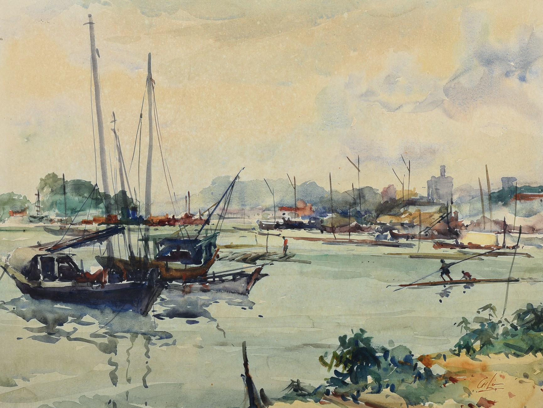 LIM CHENG HOE (SINGAPORE, 1912-1979), Harbour Scene | Christie's