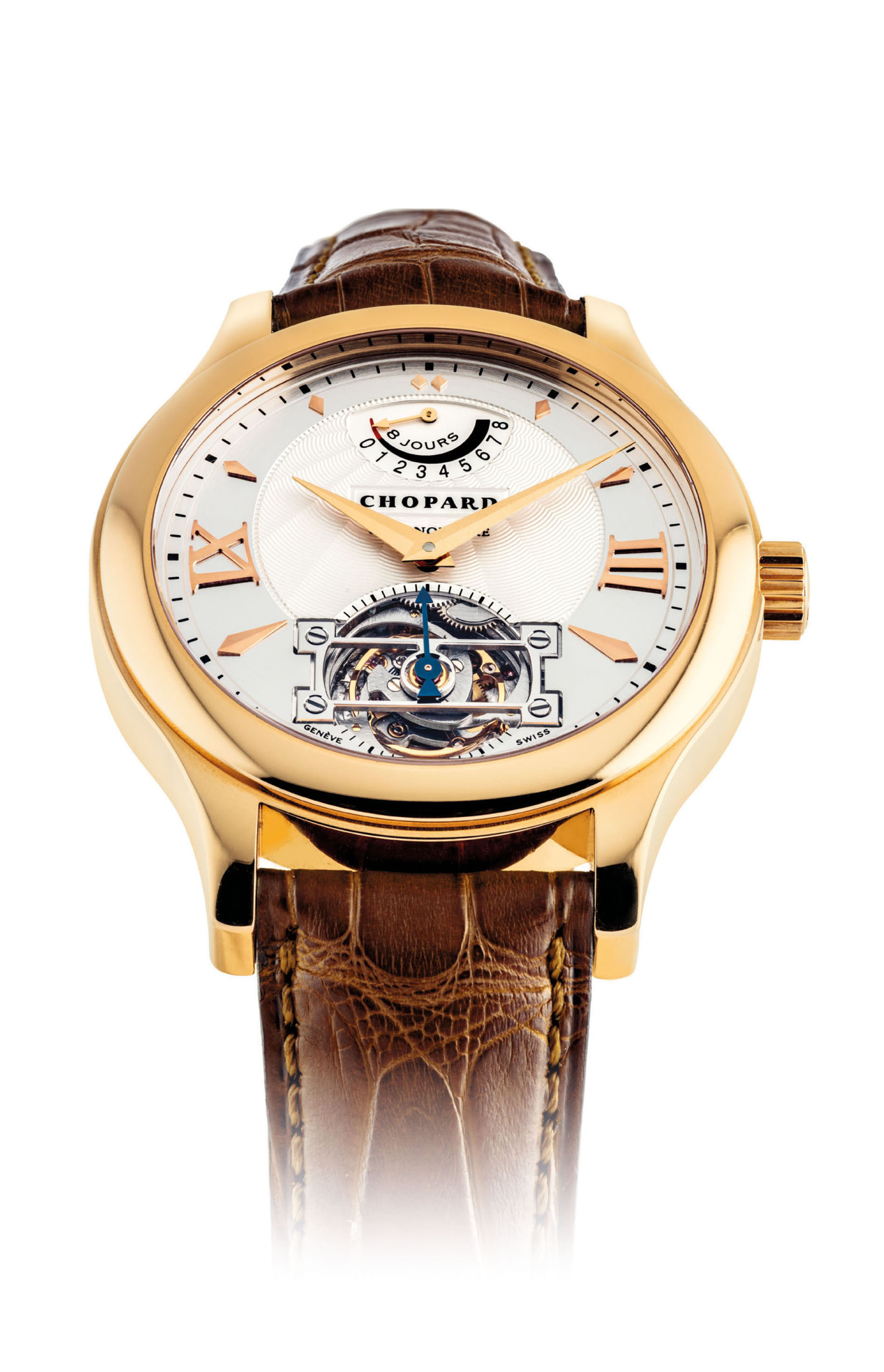 CHOPARD. A FINE AND RARE 18K GOLD LIMITED EDITION TOURBILLON WRISTWATCH ...