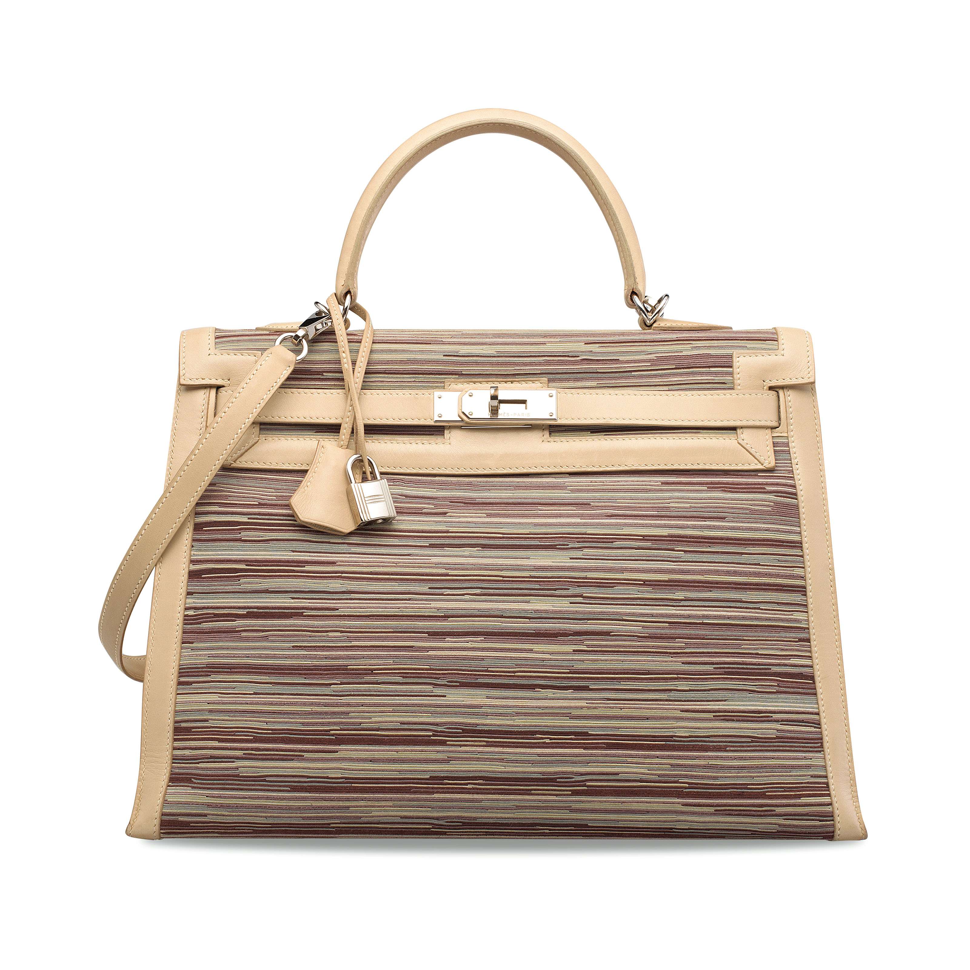 A LIMITED EDITION BEIGE CALF BOX LEATHER & RAISIN VIBRATO SELLIER KELLY ...