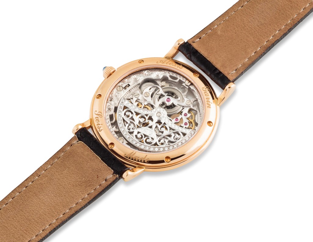 ALEXIS GARIN, 18K PINK GOLD SKELETONISED WRISTWATCH | Christie’s