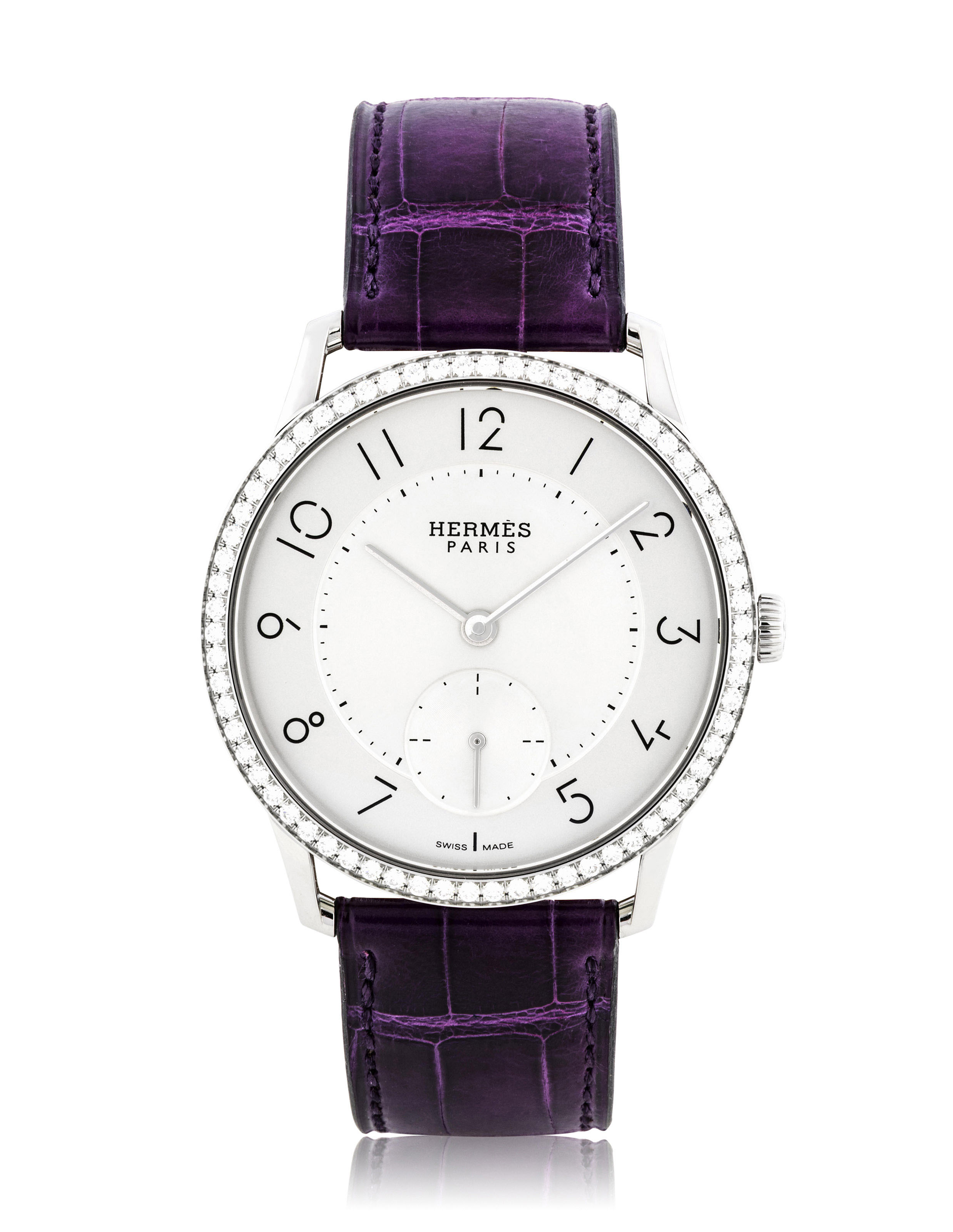 HERMÈS, STAINLESS STEEL AND DIAMOND-SET SLIM D'HERMES LARGE, | Christie’s