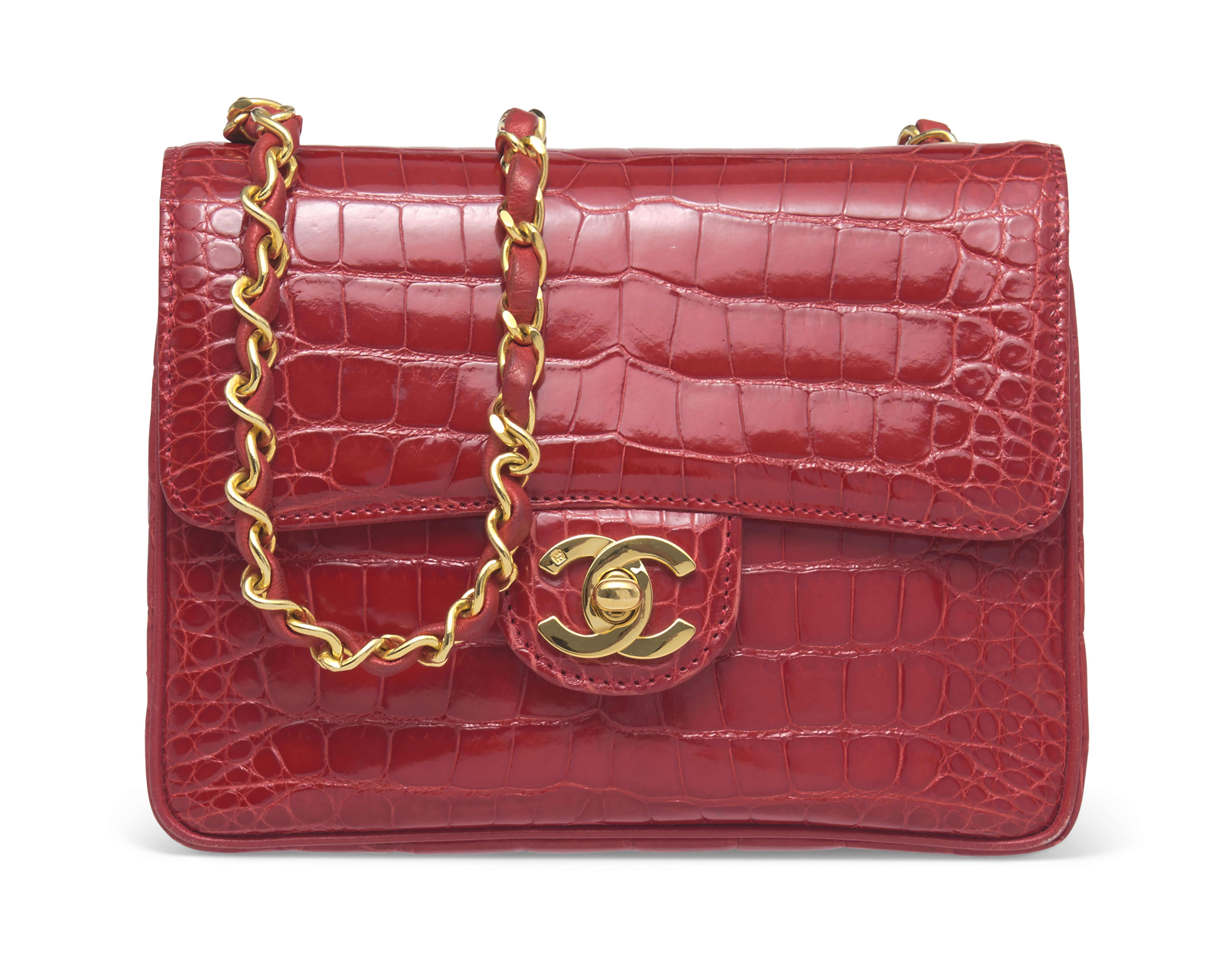 A SHINY RED ALLIGATOR MINI FLAP BAG WITH GOLD HARDWARE, CHANEL, 2011 ...