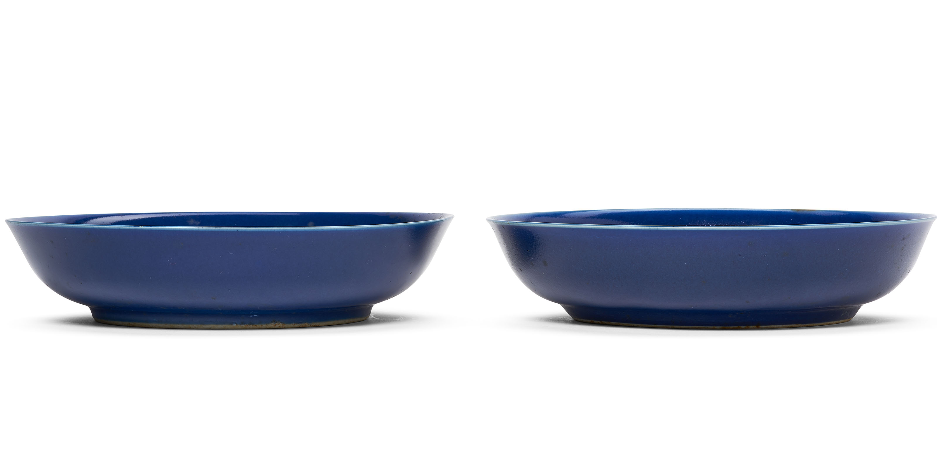 A PAIR OF BLUE-GLAZED DISHES, GUANGXU SIX-CHARACTER MARKS IN UNDERGLAZE BLUE AND OF THE PERIOD ...