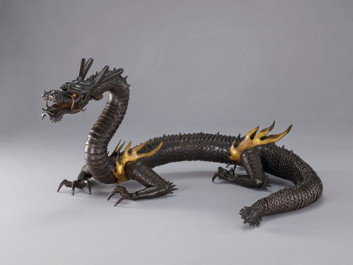 An impressive iron articulated sculpture of a dragon, Edo period (18th ...