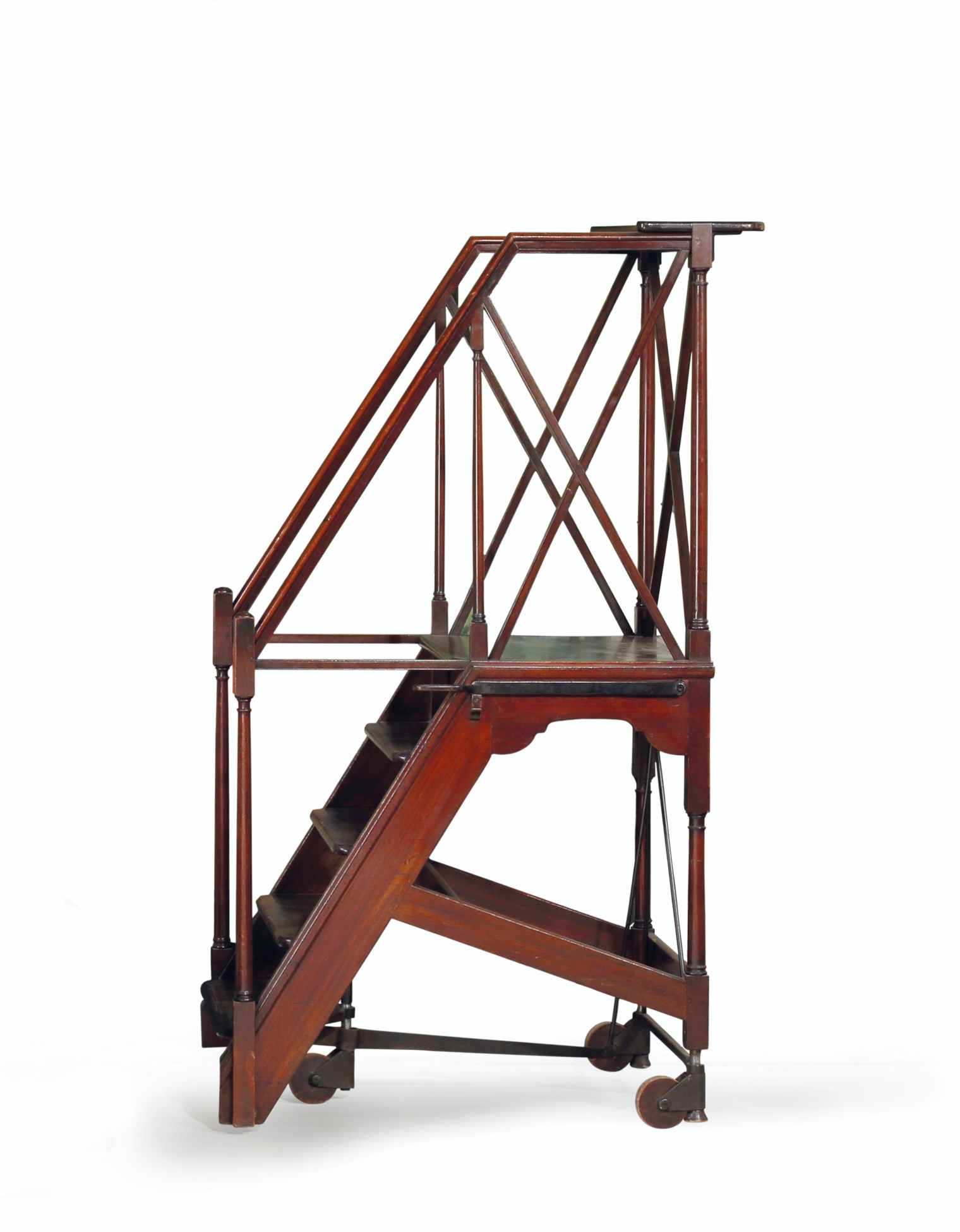 A SET OF VICTORIAN MAHOGANY LIBRARY STEPS, LATE 19TH/EARLY 20TH CENTURY ...