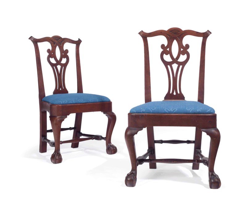 THE JOHN TOWNSEND PAIR OF CHIPPENDALE CARVED MAHOGANY SIDE CHAIRS ...