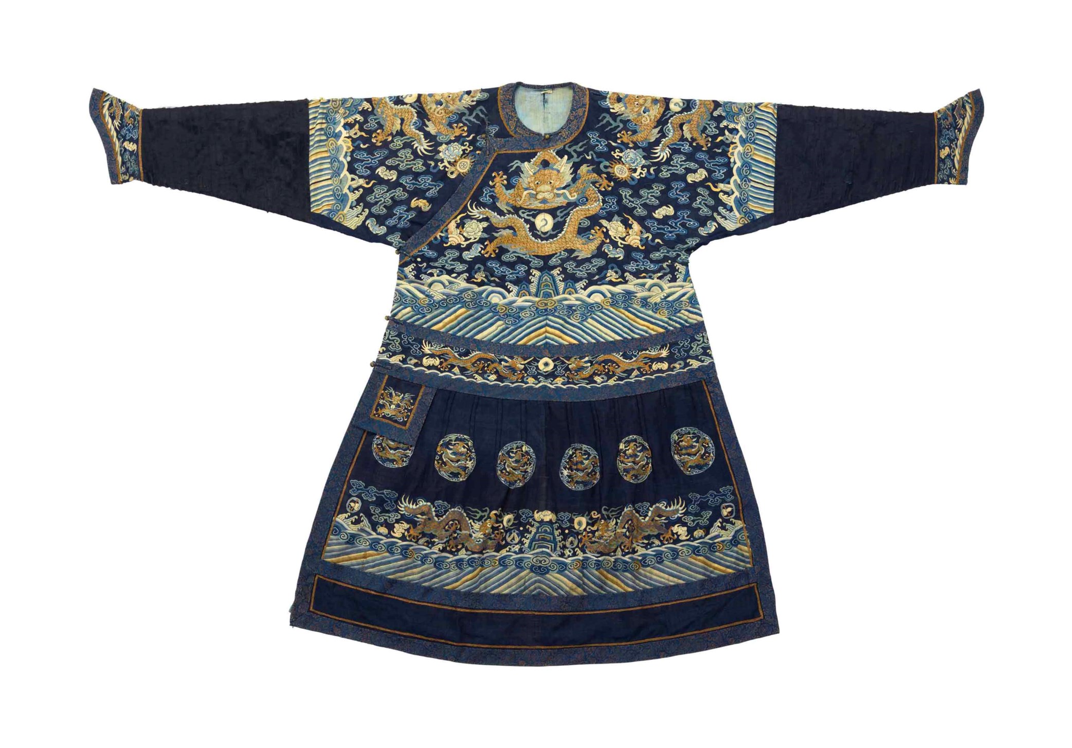 A MIDNIGHT-BLUE KESI FORMAL COURT ROBE, CHAOPAO , LATE QING DYNASTY ...
