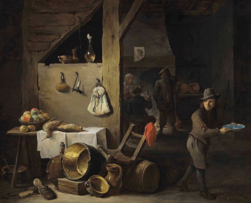 David Teniers II (Antwerp 1610-1690 Brussels), A kitchen interior with ...