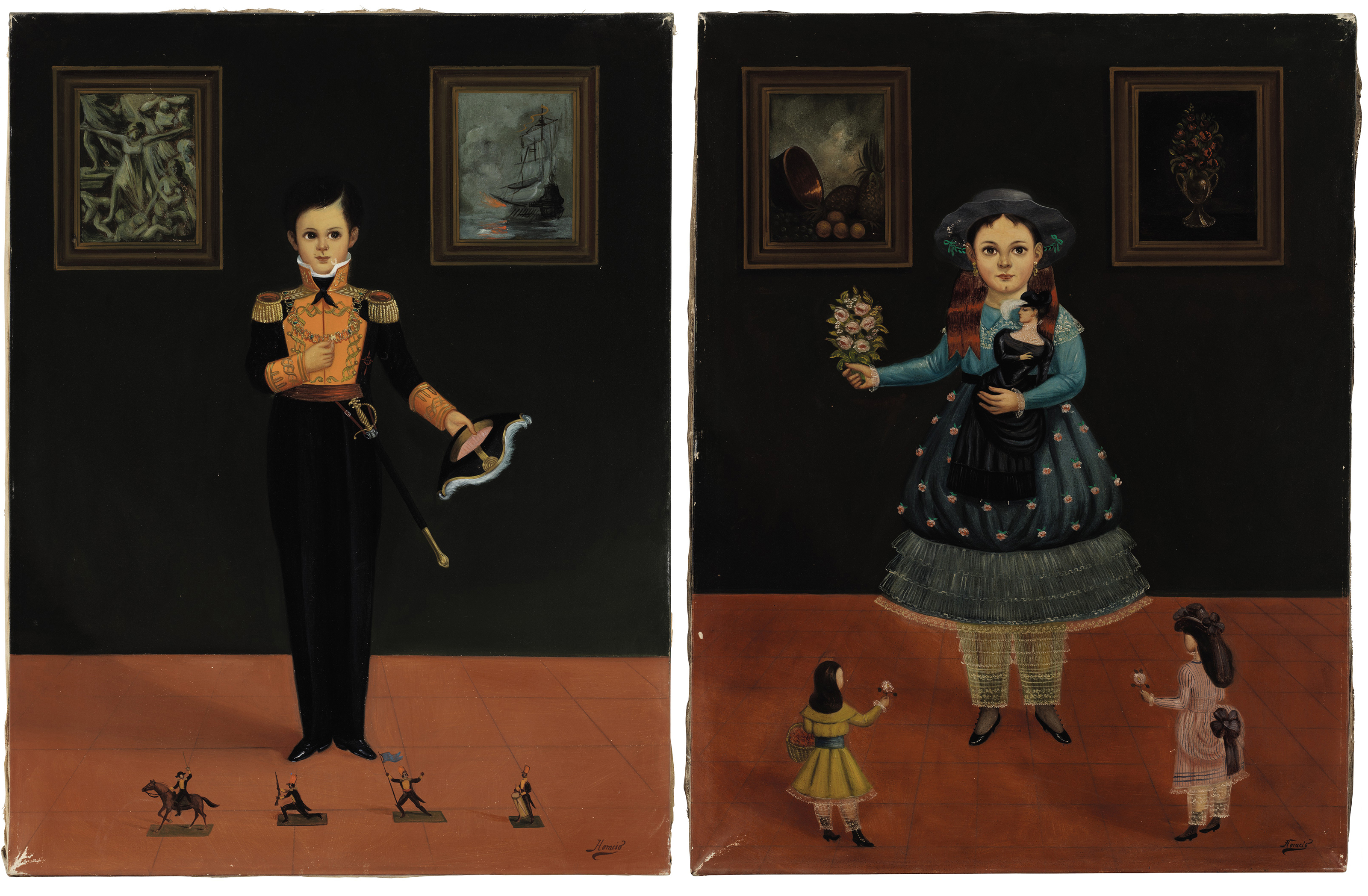 Horacio Rentería Rocha (1912-1972), Two Portraits (Boy in Uniform and ...