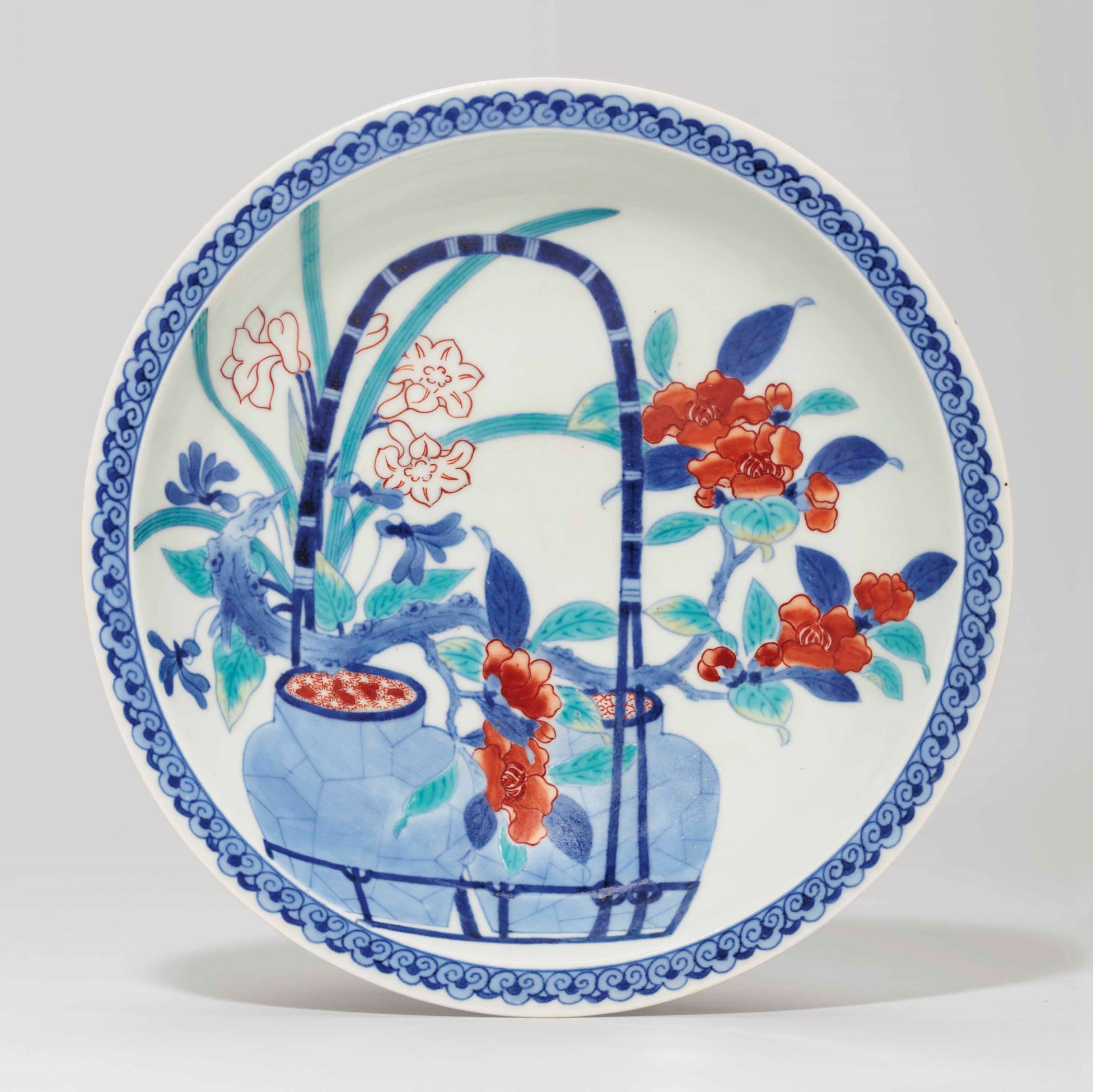 A PORCELAIN DISH, NABESHIMA WARE, OKAWACHI, HIZEN PROVINCE, EDO PERIOD ...