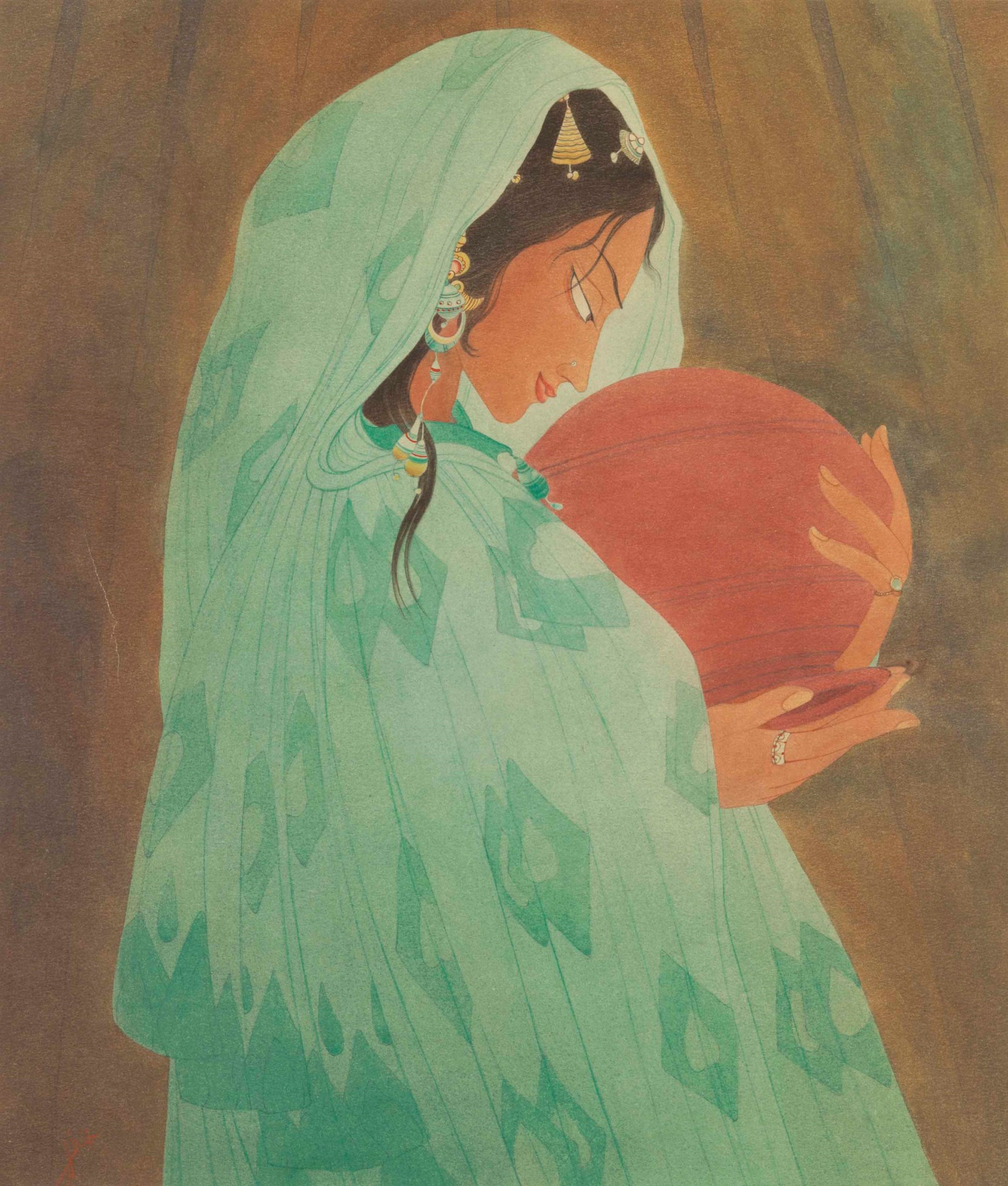 ABDUR RAHMAN CHUGHTAI (1894-1975), Untitled (Woman Holding a Water Jar ...