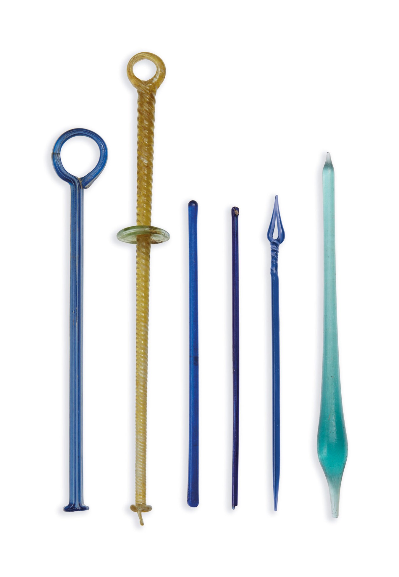 SIX ROMAN GLASS STIRRING RODS AND APPLICATORS, CIRCA 1ST–2ND CENTURY A ...