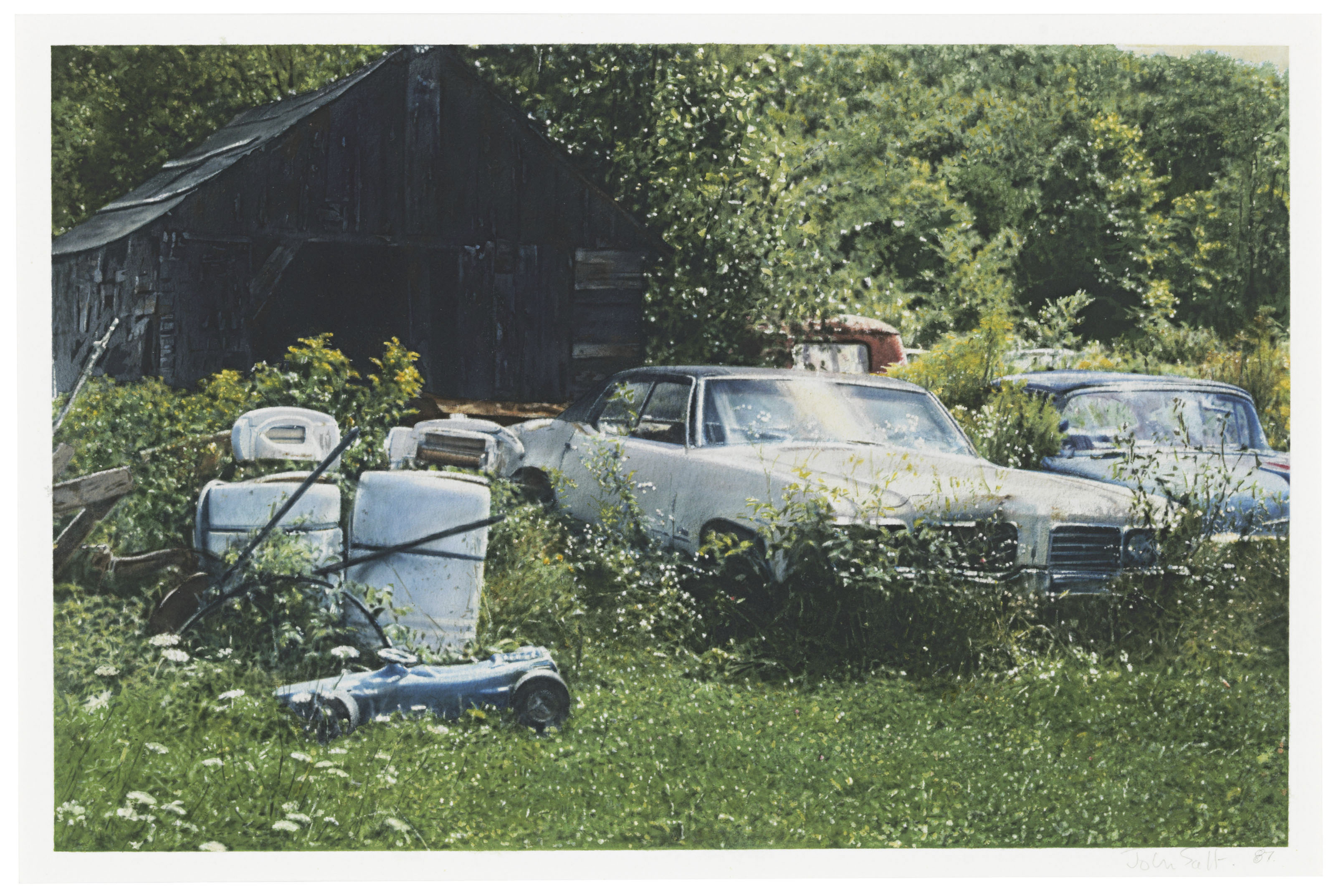 JOHN SALT (B. 1937), Two Cars in a Field | Christie’s