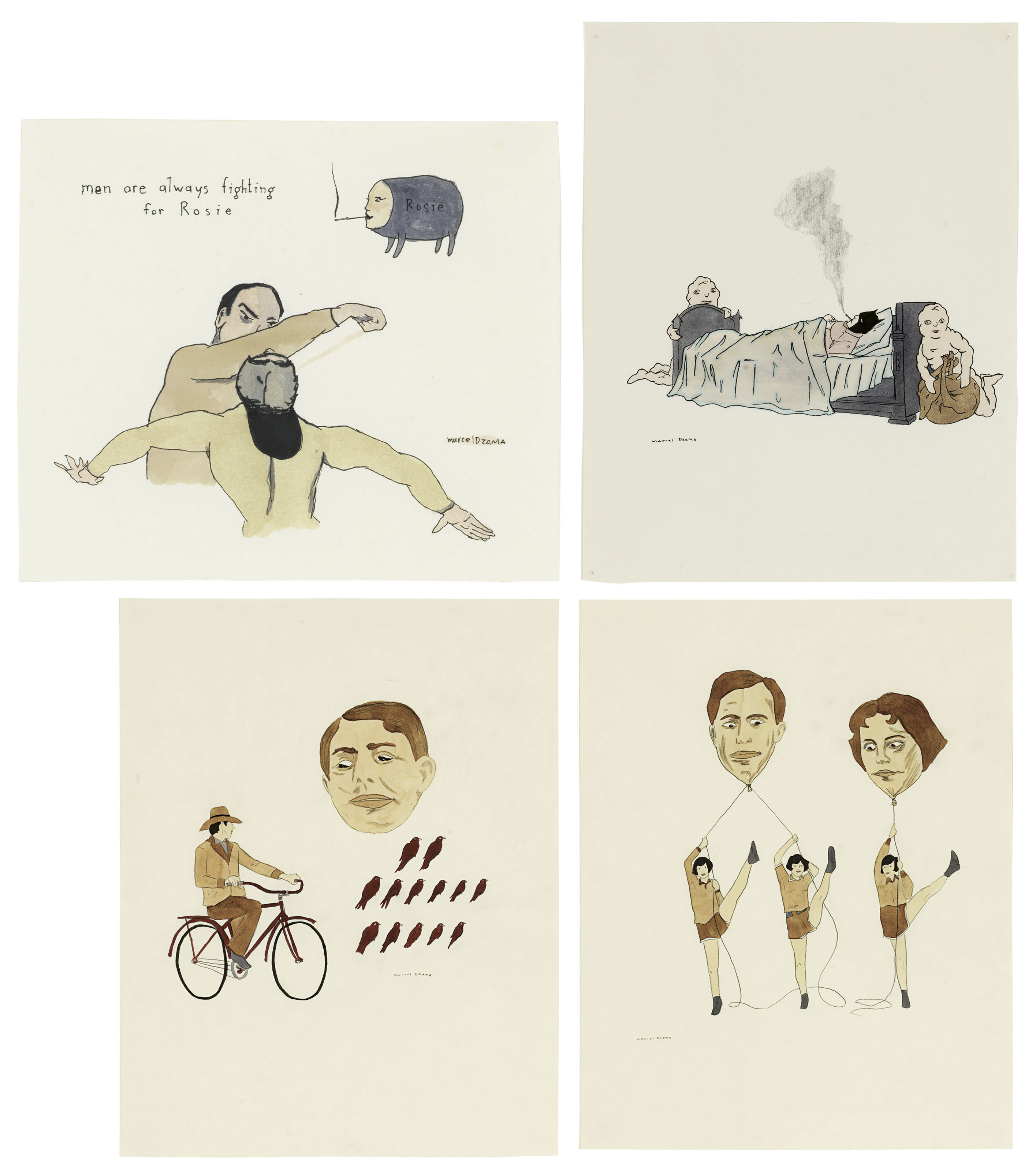 MARCEL DZAMA (B. 1974), Four works on paper | Christie’s