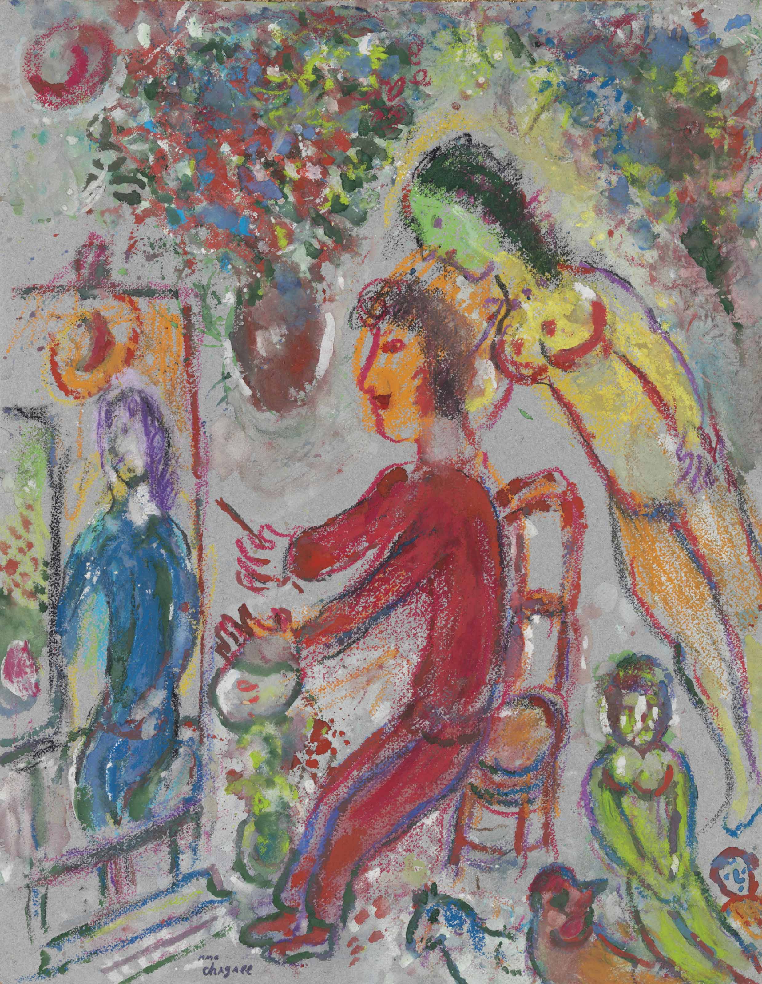 Marc Chagall 1887 1985 Le Peintre En Rouge Christies