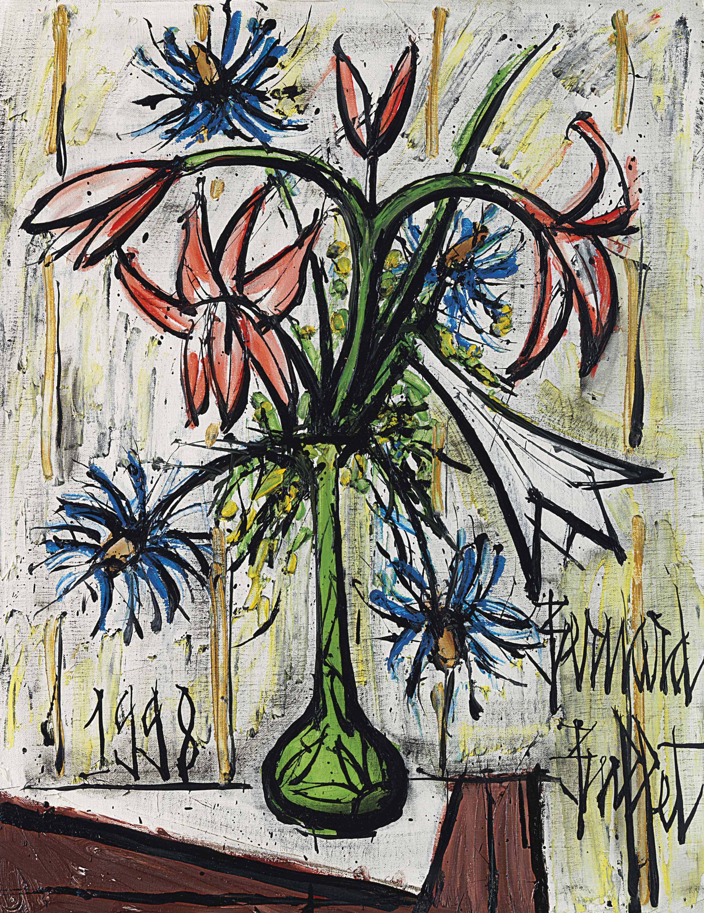 Bernard Buffet (1928-1999) , Bouquet dans un vase de Gallé | Christie's