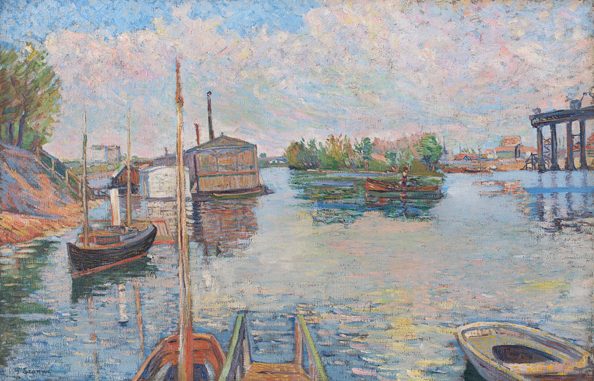 Paul Signac (1863-1935), Bateaux, Ponton des bains (Opus no. 96) (recto ...