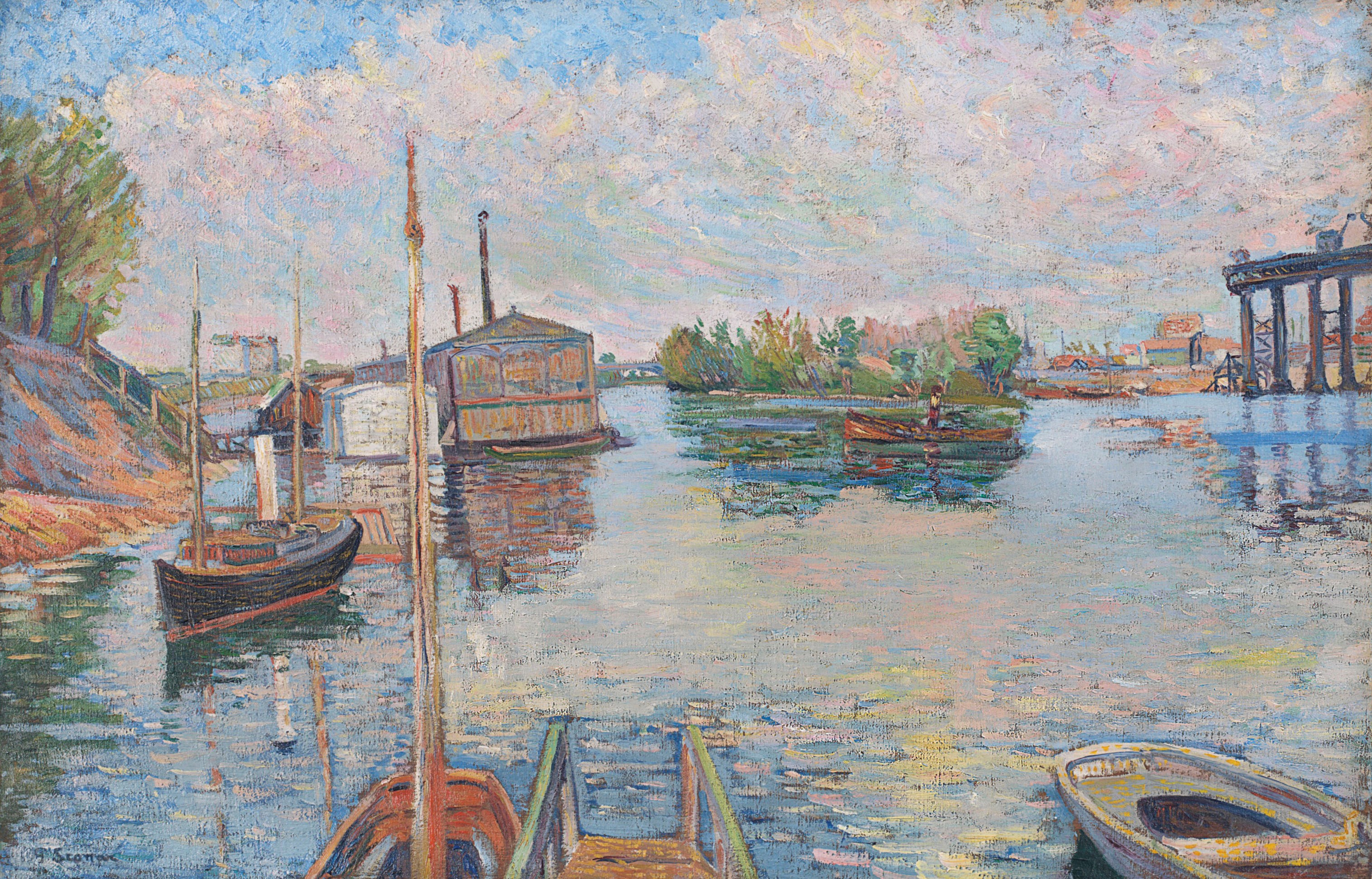 Paul Signac (1863-1935), Bateaux, Ponton des bains (Opus no. 96) (recto ...