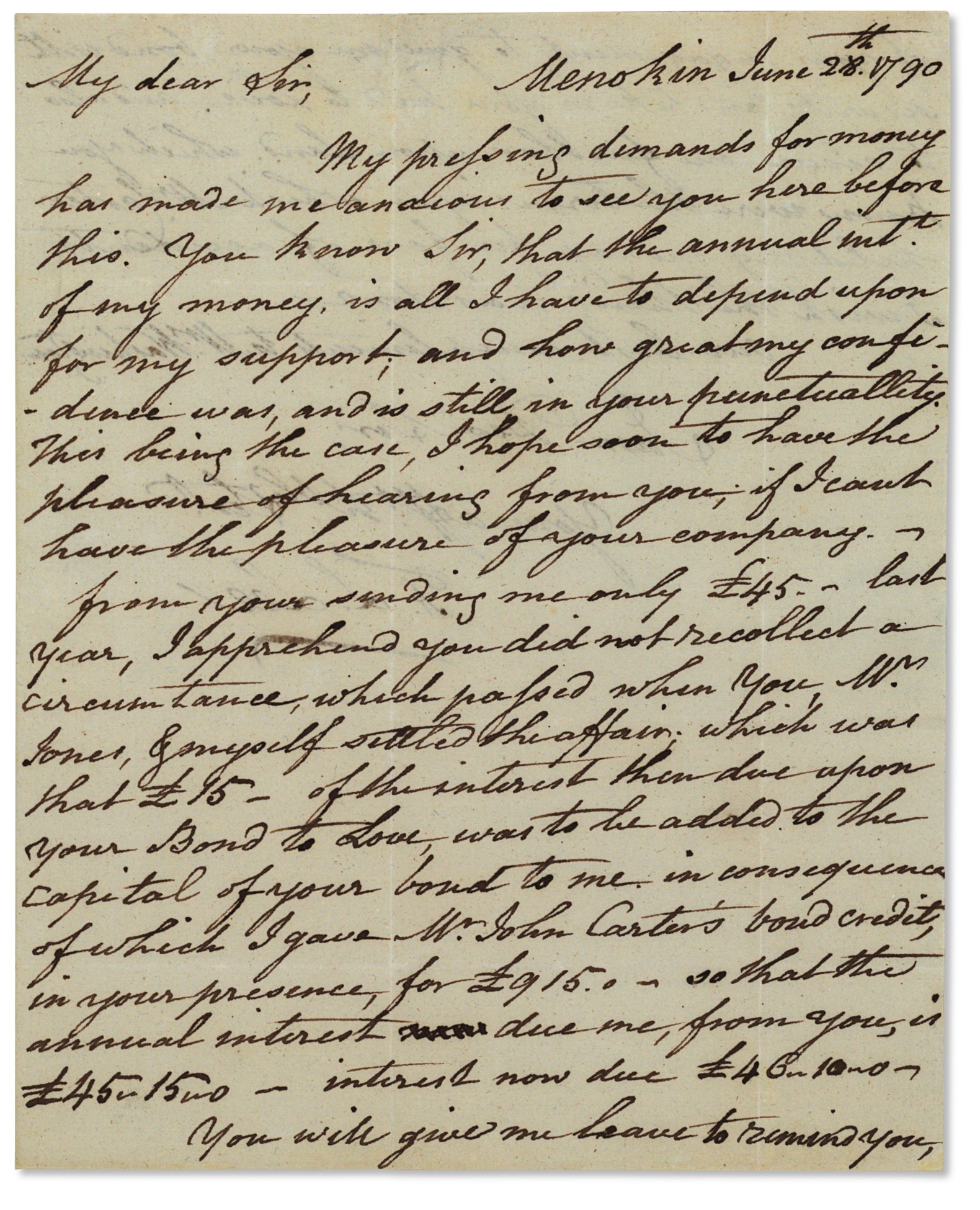 LEE, Francis Lightfoot (1734-1797). Autograph letter signed (“F.L. Lee ...