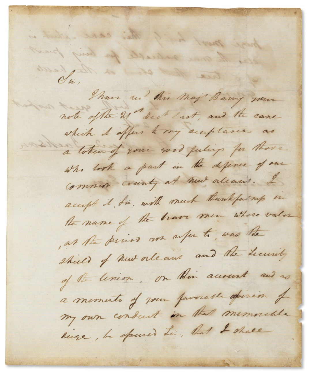 JACKSON, Andrew (1767-1845). Letter signed ("Andrew Jackson") as ...