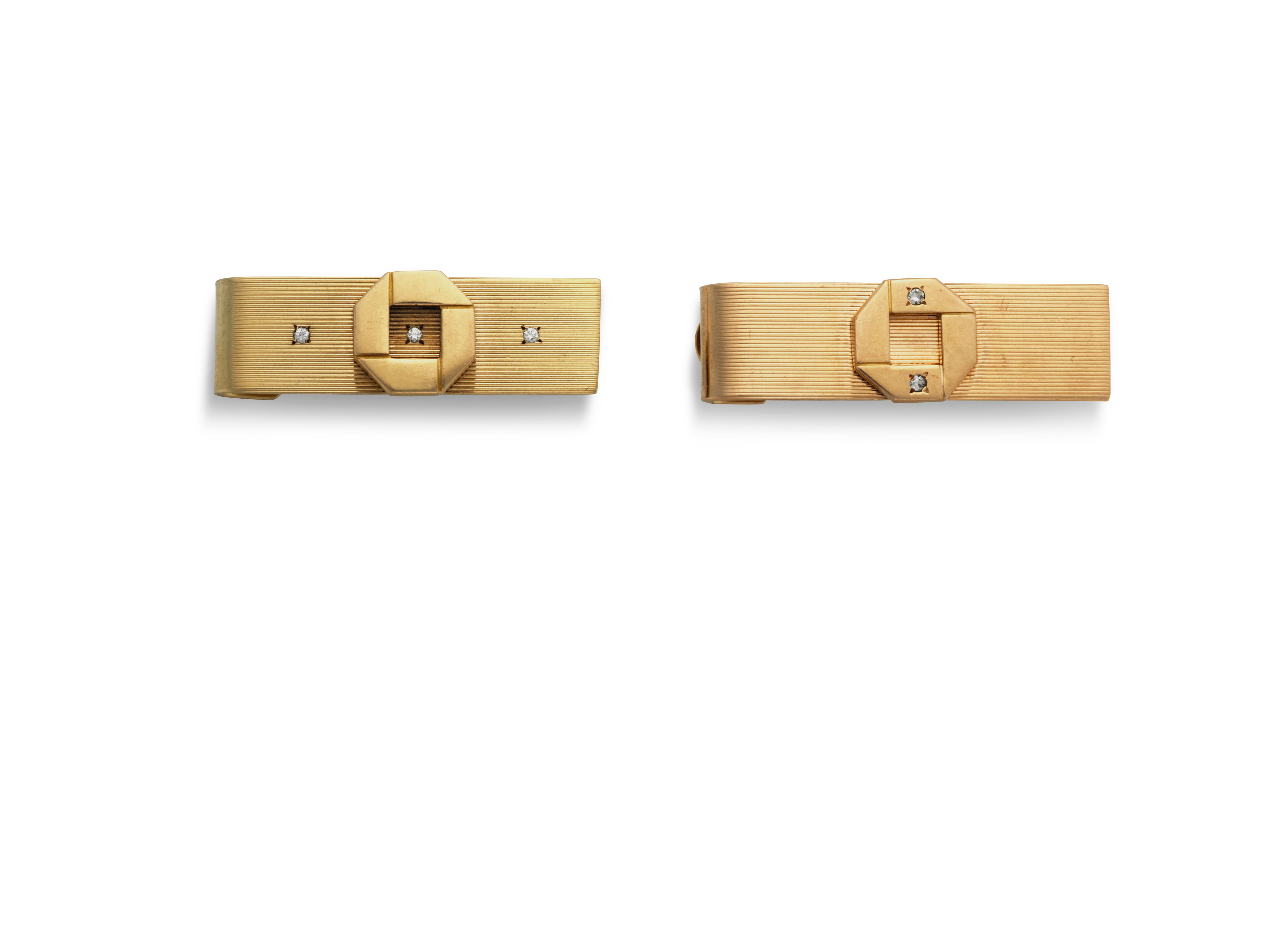 GOLD AND DIAMOND 'CHASE' TIE BARS, | Christie’s