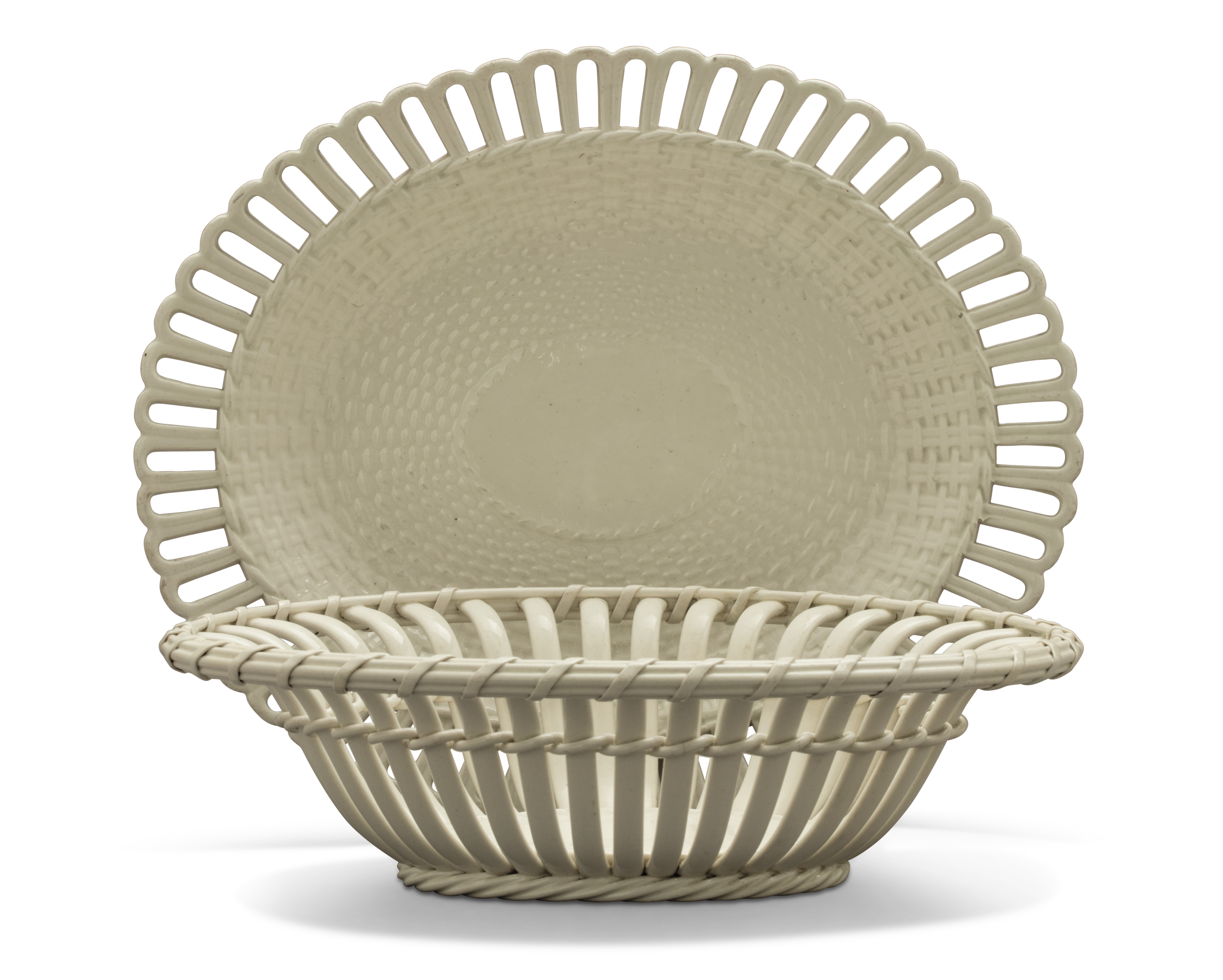 A LEEDS CREAMWARE BASKET AND STAND, LAST QUARTER 18TH CENTURY ...