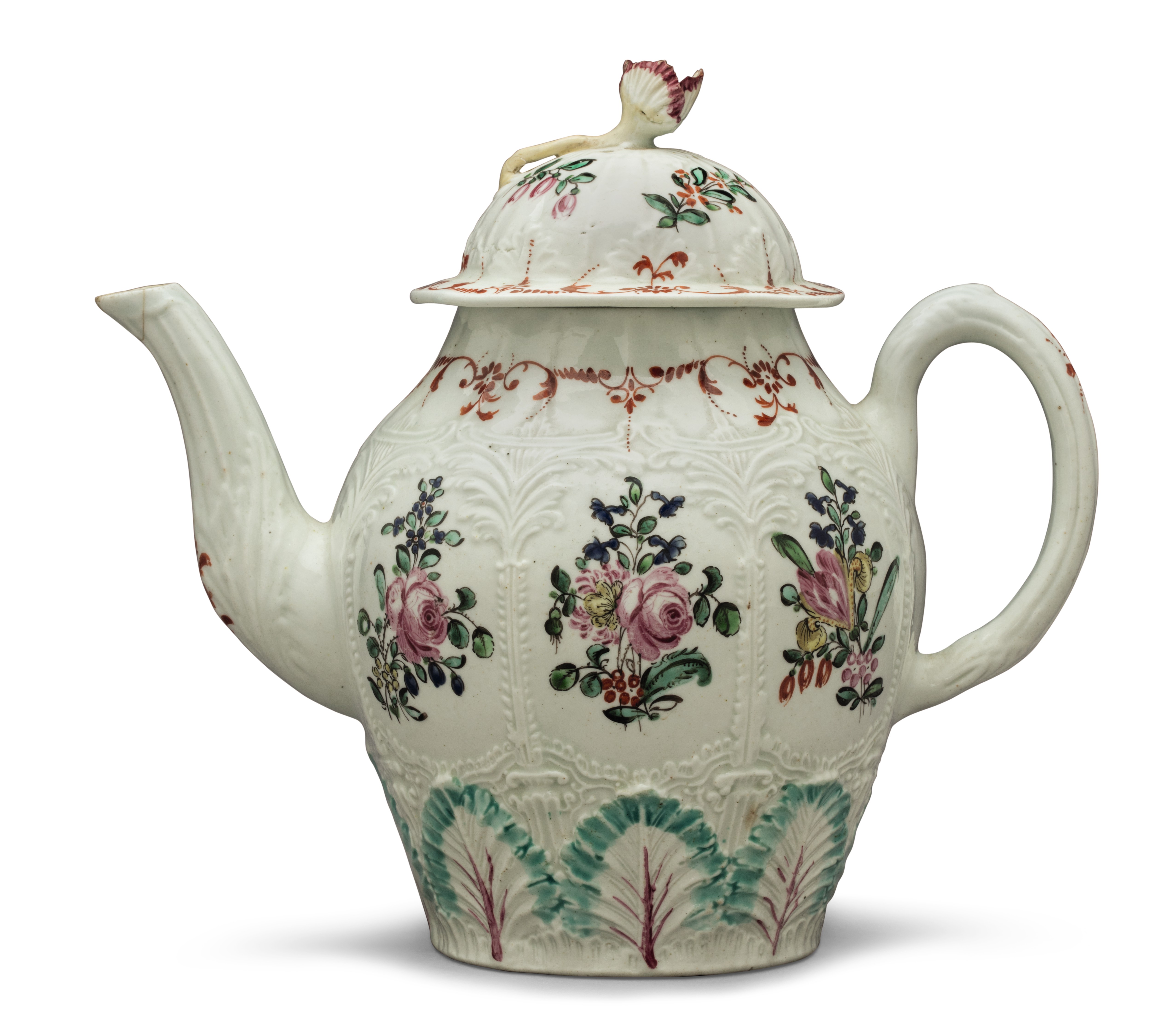 A LIVERPOOL (PHILIP CHRISTIAN) PORCELAIN TEAPOT AND COVER, CIRCA 1775 ...