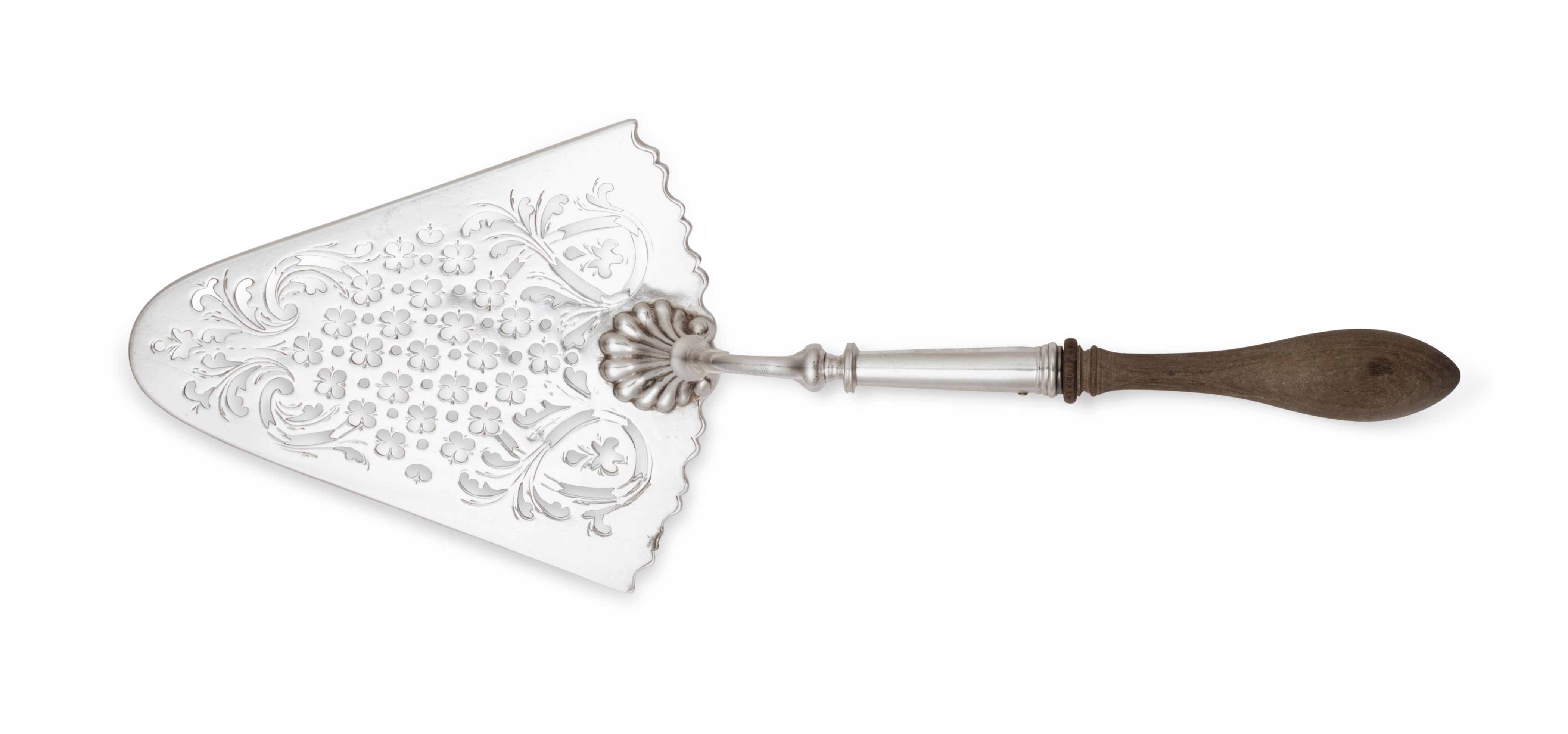 A GEORGE III SILVER FISH SLICE, MARK OF EDWARD ALDRIDGE, LONDON, 1771 ...