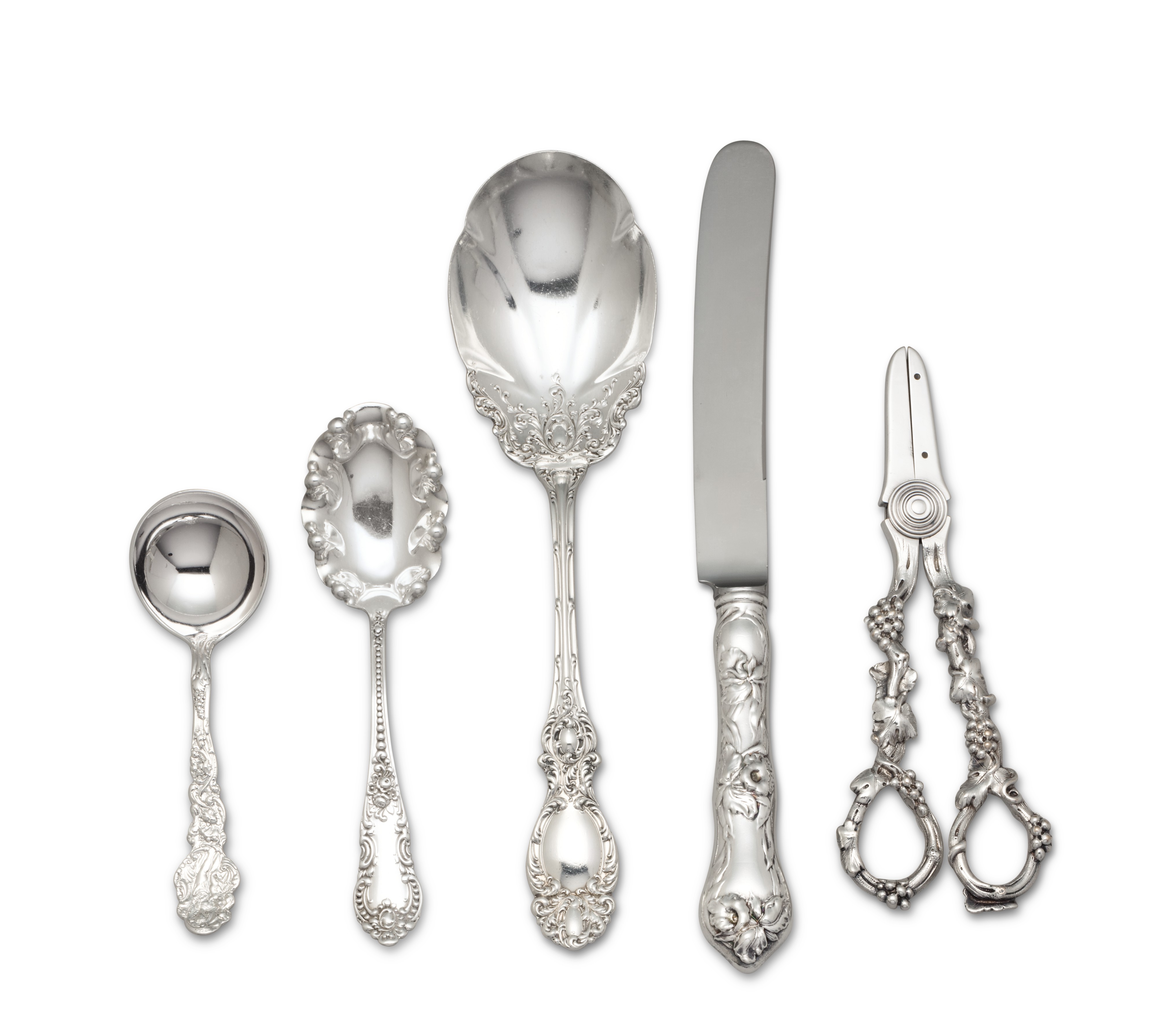 AN ASSEMBLED GROUP OF AMERICAN SILVER FLATWARE AND FLATWARE SERVERS ...