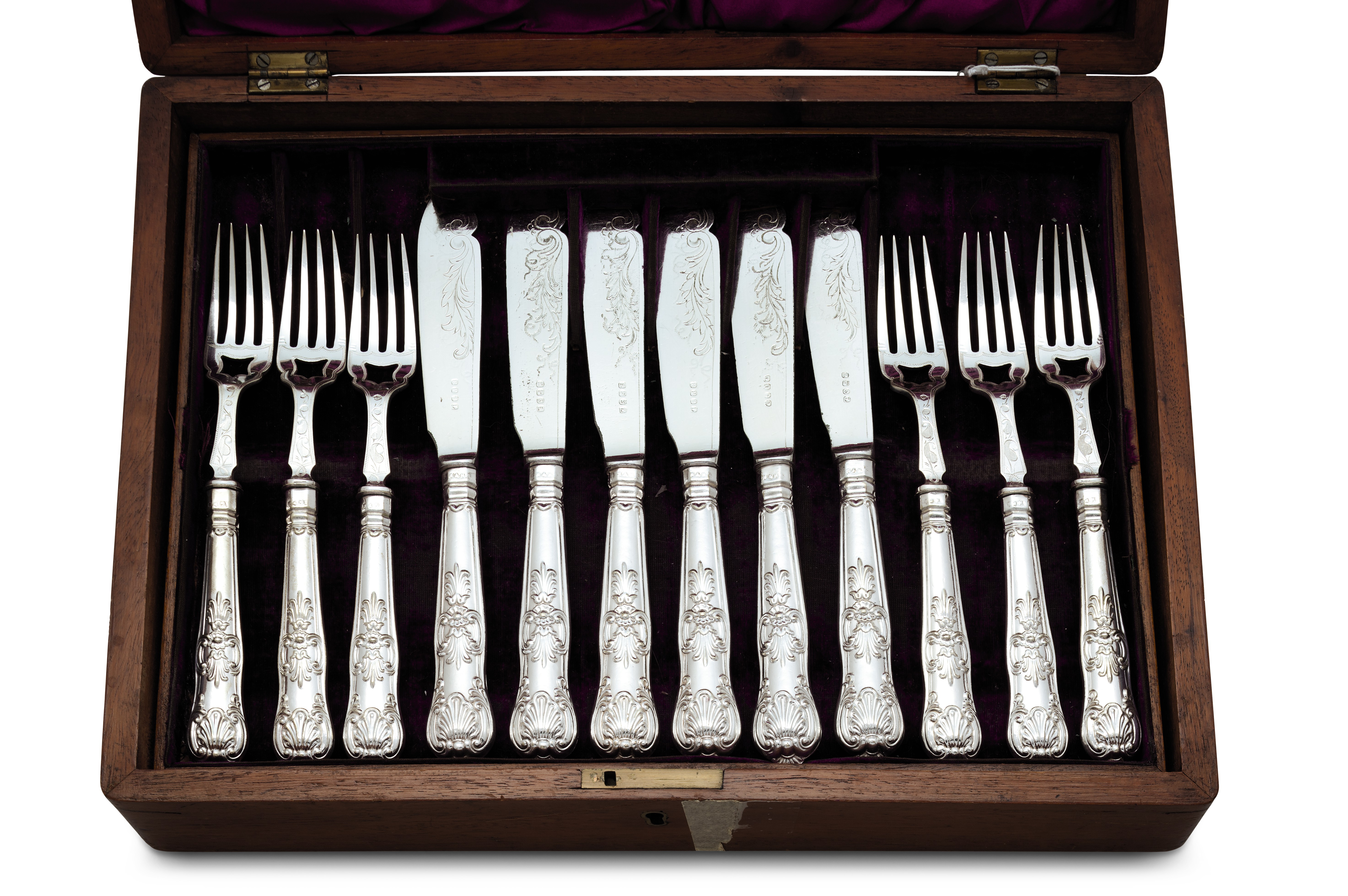 A VICTORIAN SILVER-PLATED FISH FLATWARE SERVICE, MARK OF WALKER & HALL ...