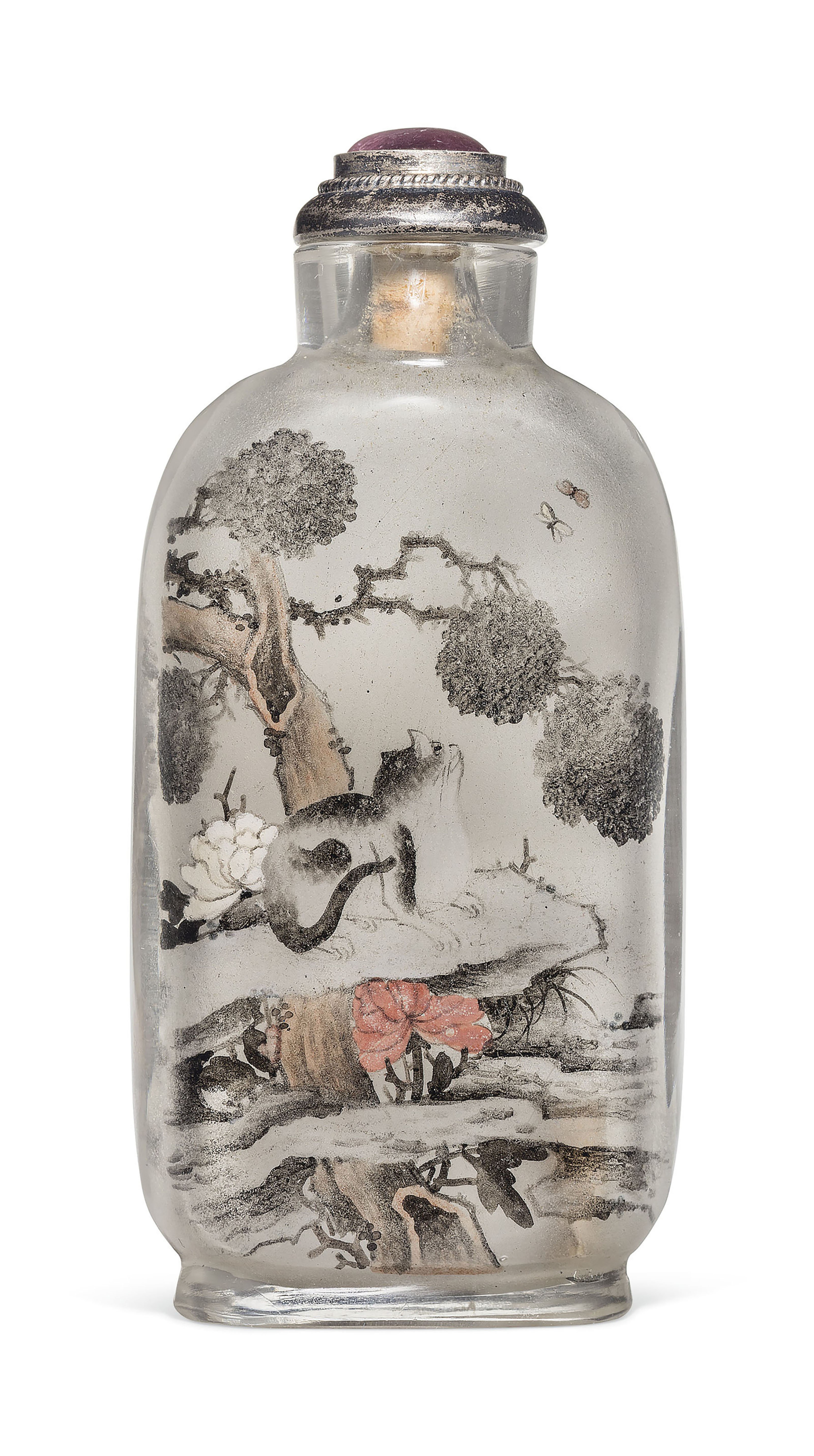 AN INSIDE-PAINTED GLASS SNUFF BOTTLE