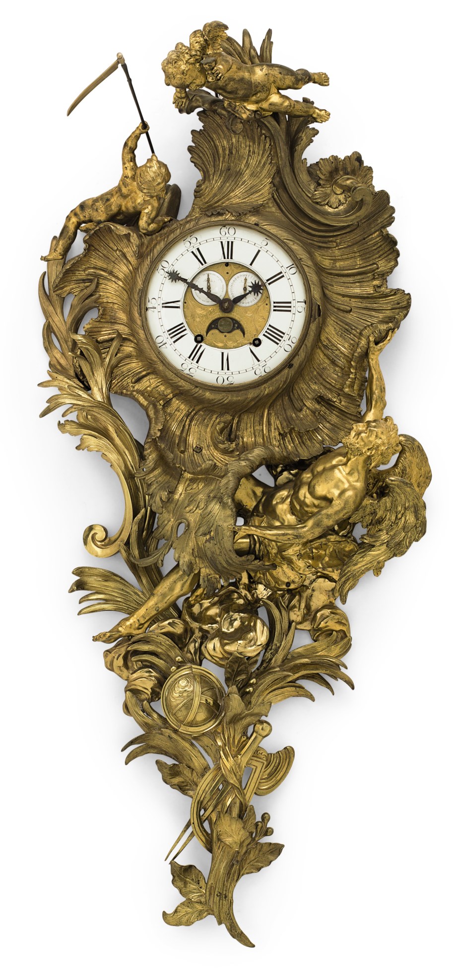 AN EARLY LOUIS XV ORMOLU CARTEL CLOCK, AFTER A DESIGN BY JUSTE-AURELE ...