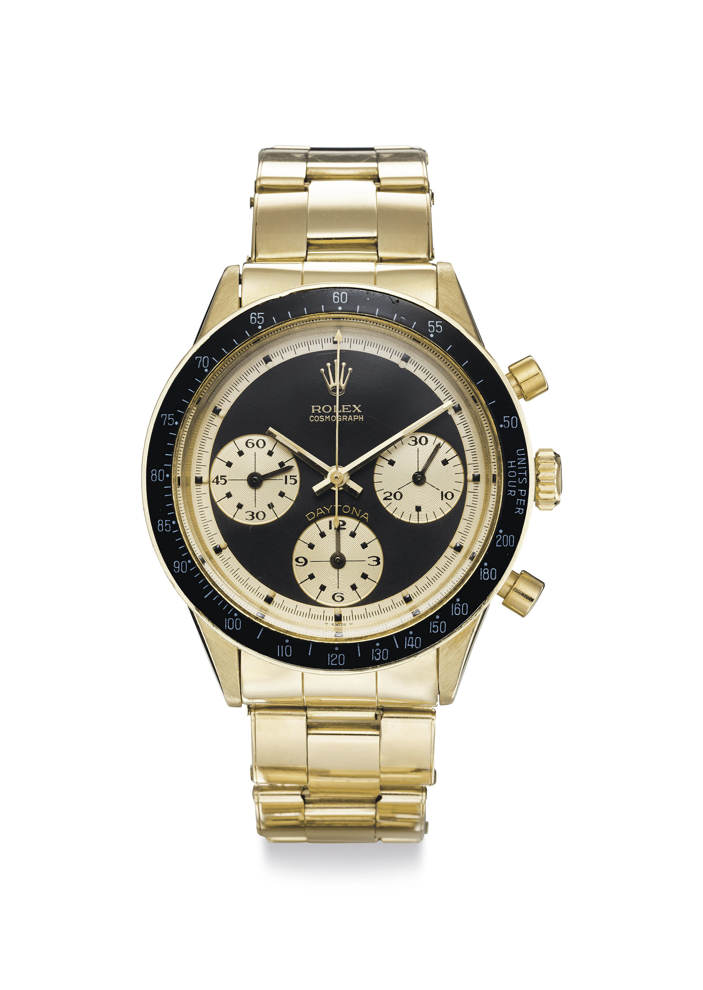 Rolex. An Extremely Fine and Very Rare 14k Gold Chronograph Wristwatch ...