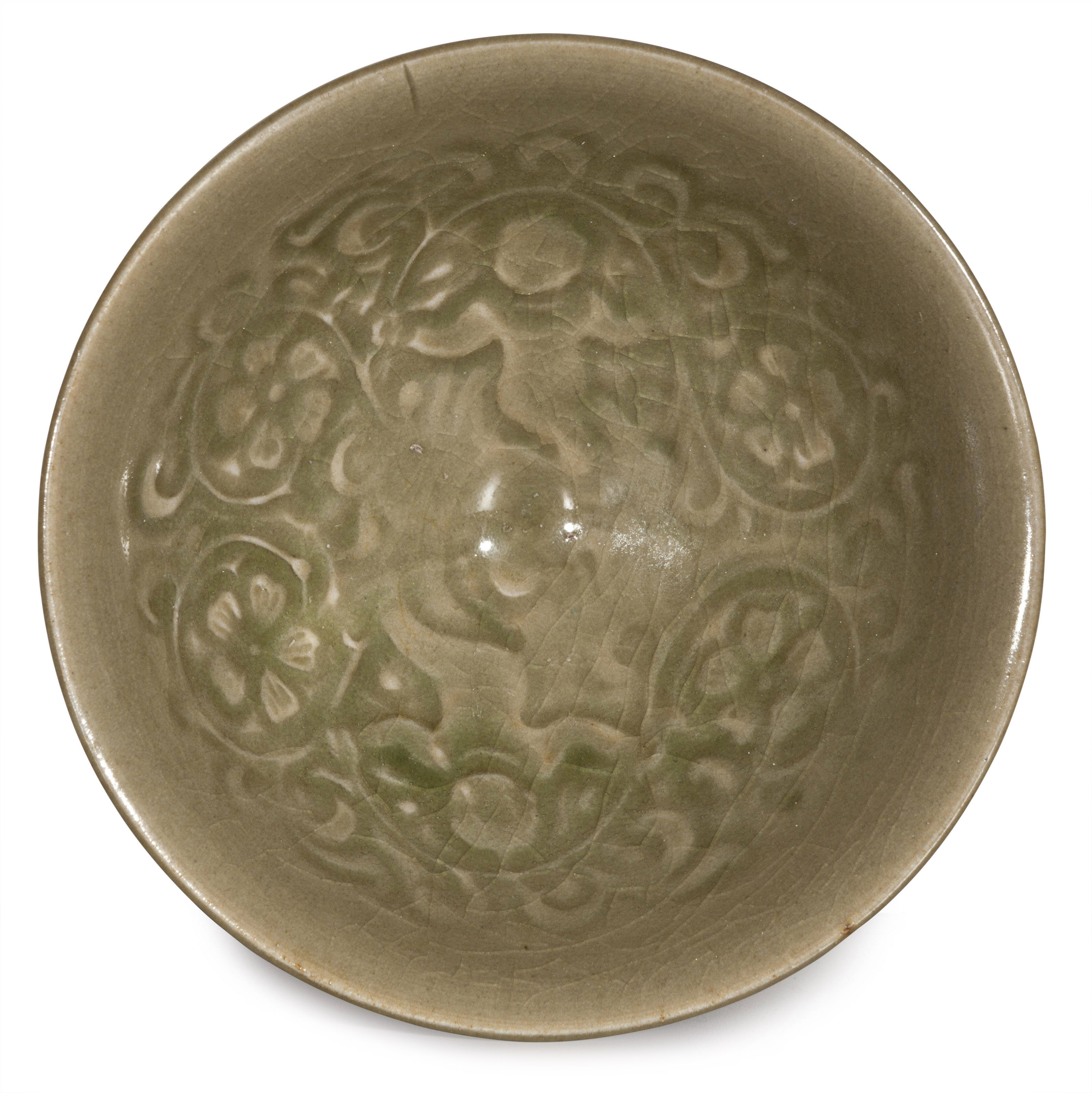 A SMALL YAOZHOU CELADON MOLDED BOWL, NORTHERN SONG-JIN DYNASTY (AD 960 ...
