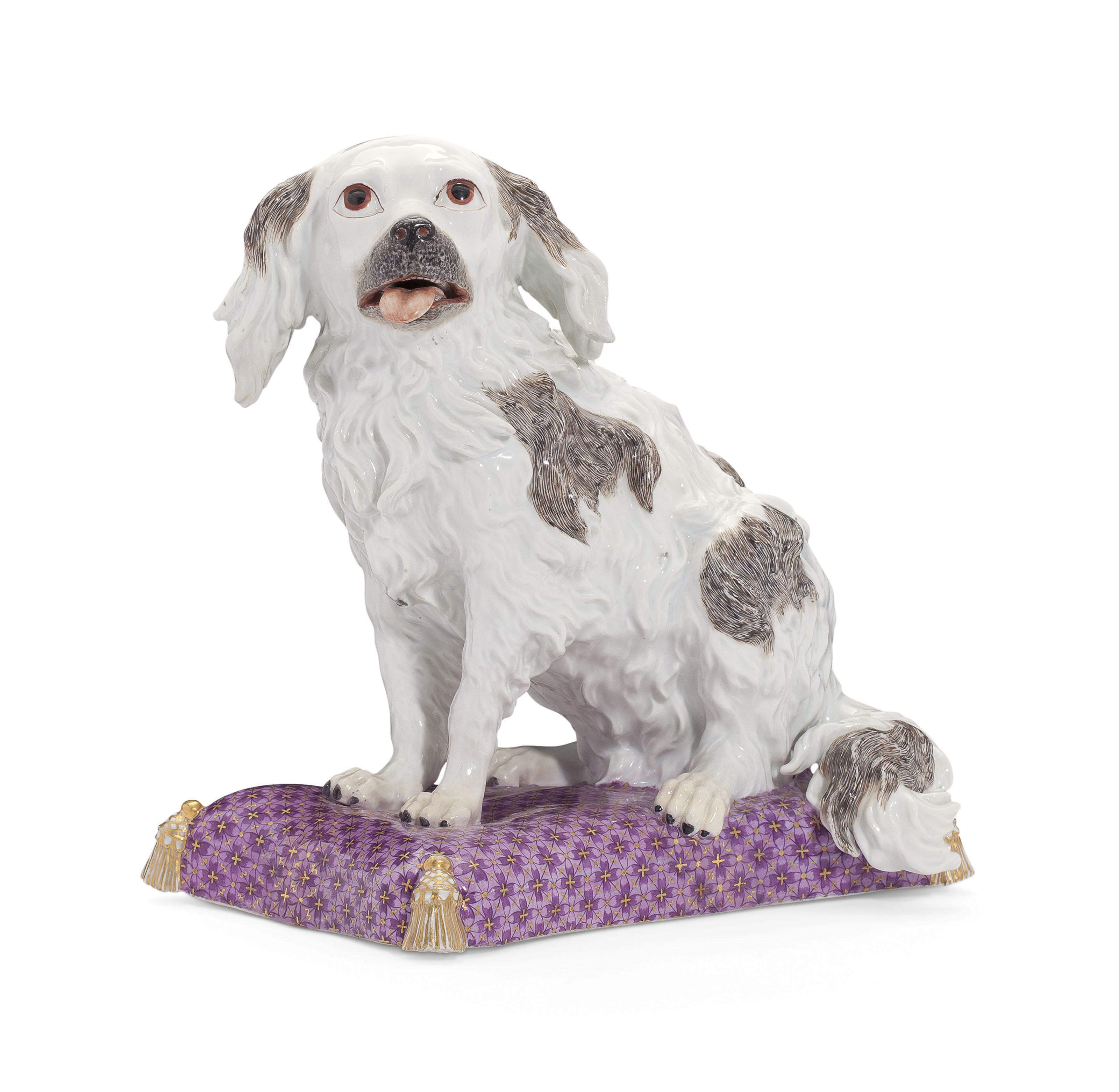 A MEISSEN PORCELAIN MODEL OF A KING CHARLES SPANIEL