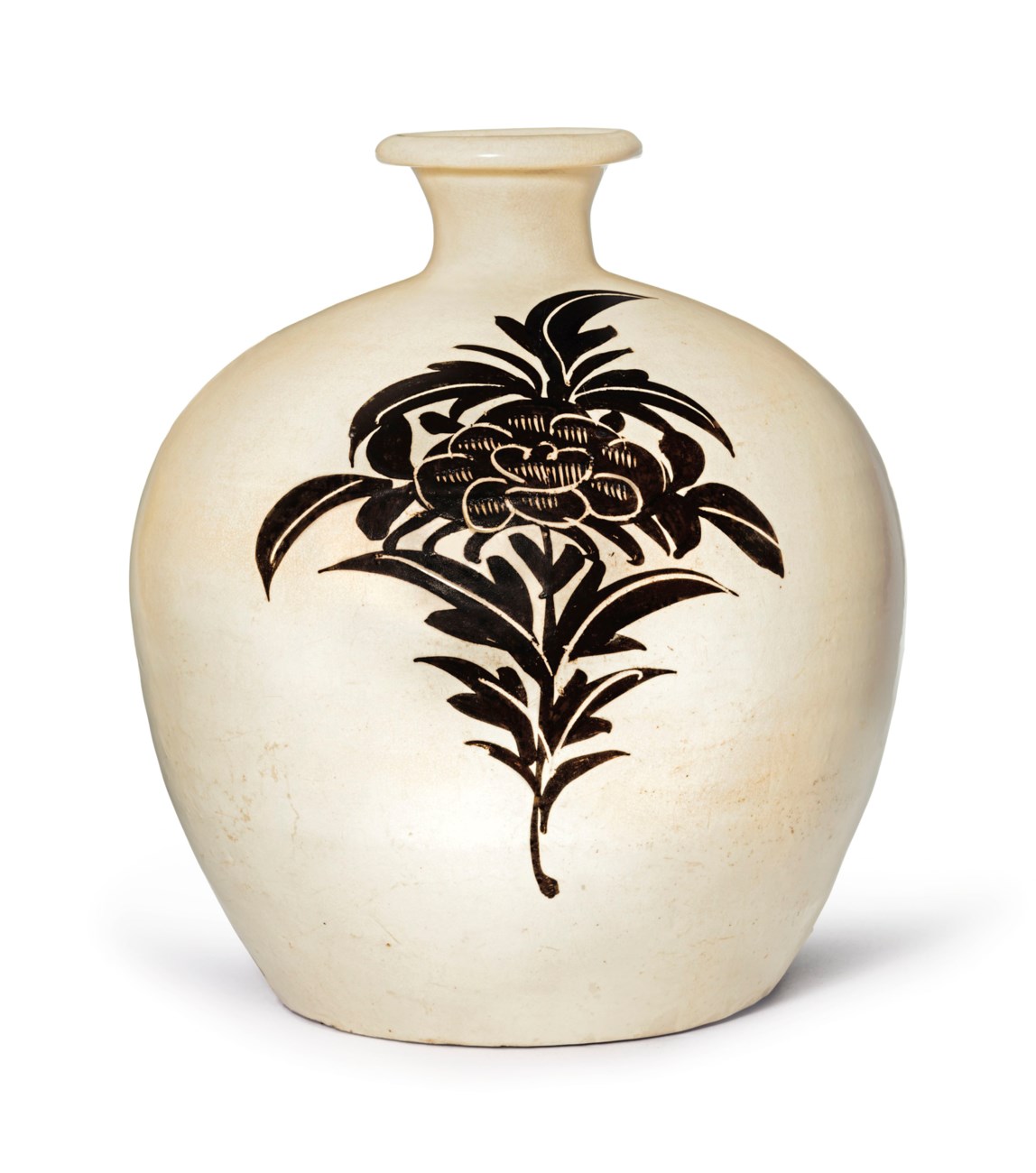 A RARE LARGE PAINTED CIZHOU TRUNCATED MEIPING