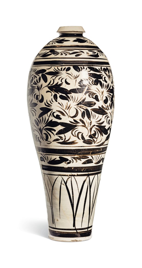 A LARGE PAINTED CIZHOU SLENDER MEIPING , JIN DYNASTY (1115-1234 ...