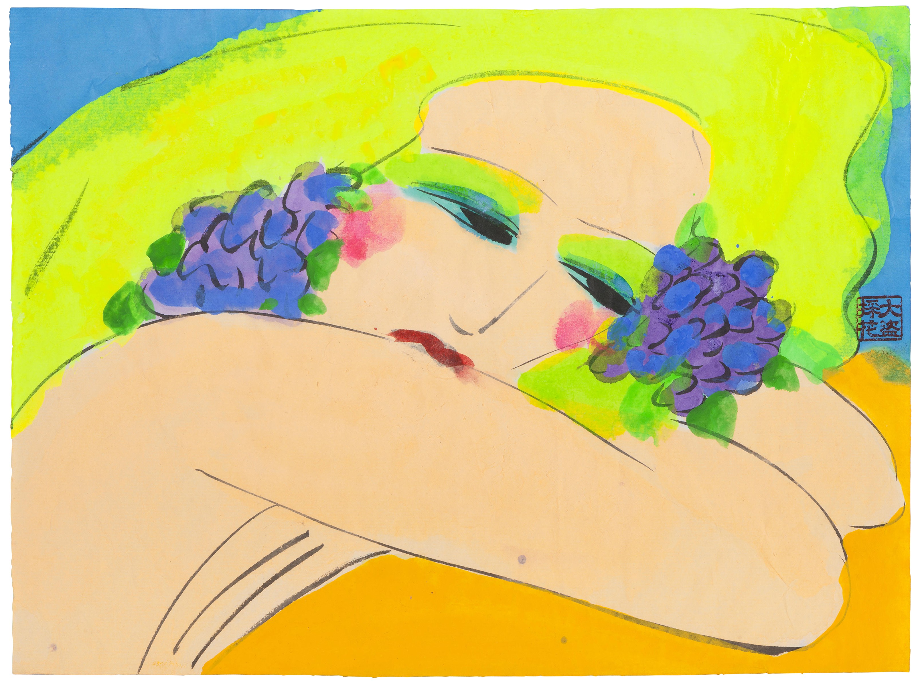 WALASSE TING (CHINA/USA, 1928-2010), Untitled (Woman with Yellow Hair ...