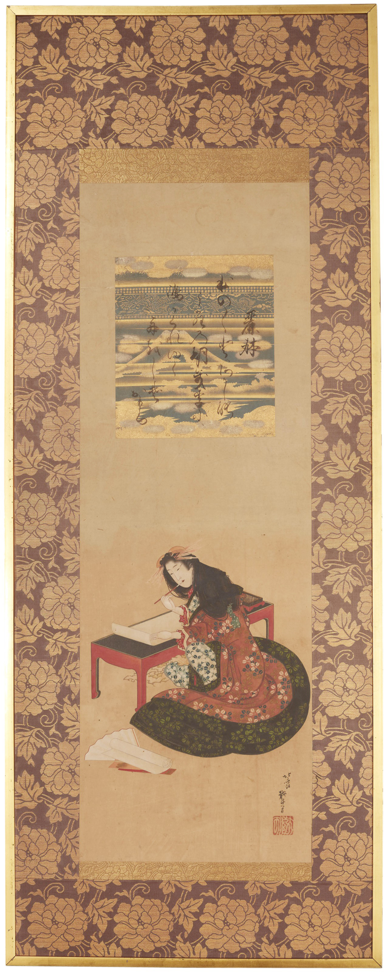 AFTER KATSUSHIKA HOKUSAI (1760-1849), A courtesan writing letter ...