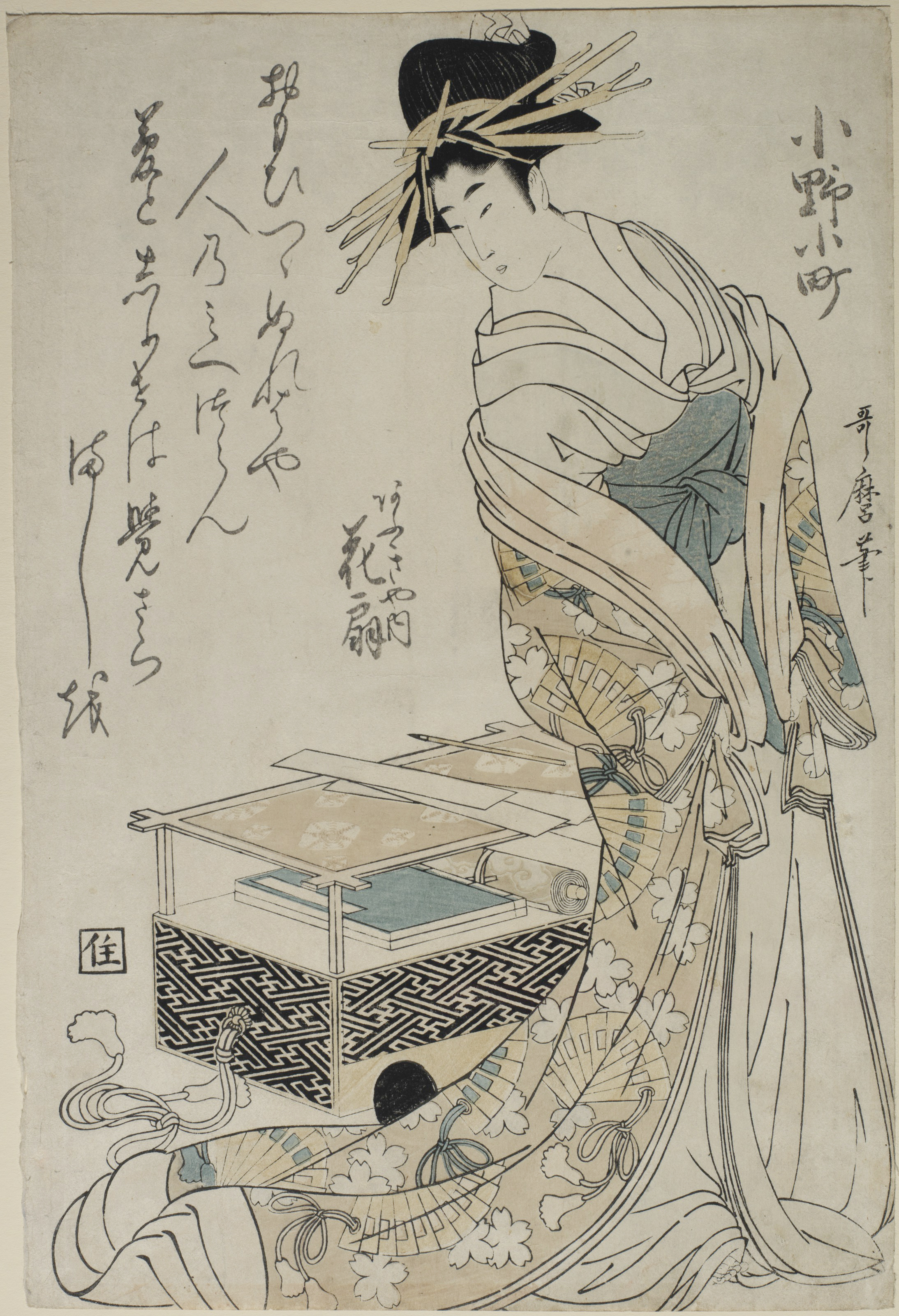KITAGAWA UTAMARO (1753?-1806), A courtesan by a writing table | Christie’s