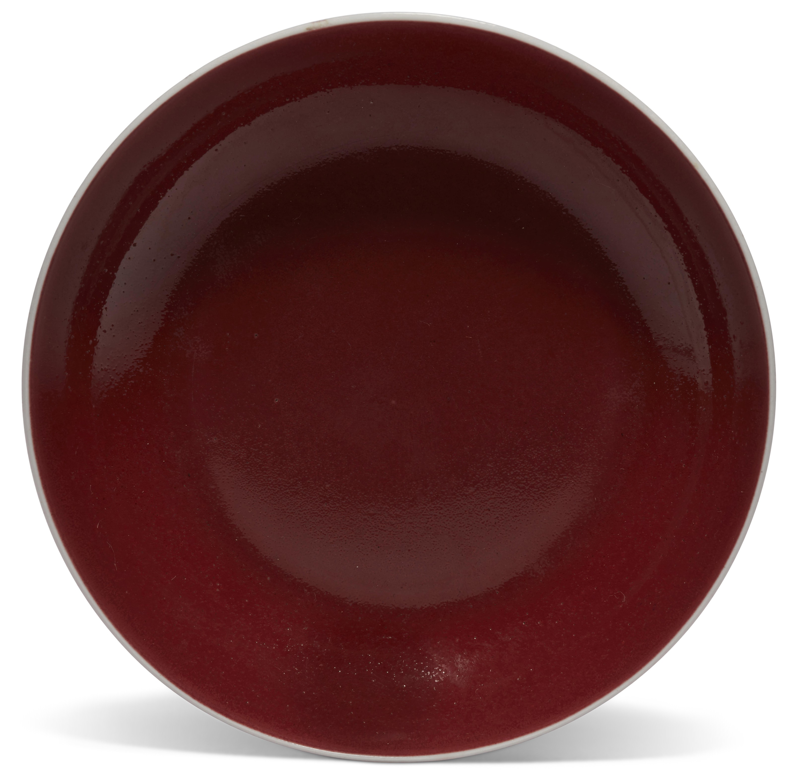 A SMALL COPPER-RED-GLAZED DISH, YONGZHENG SIX-CHARACTER MARK IN ...