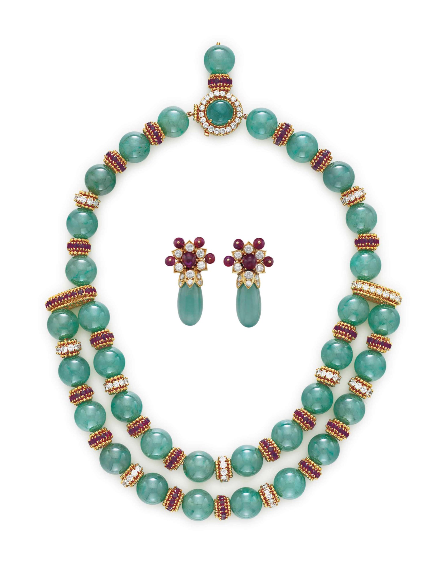 A GROUP OF JADE, RUBY AND DIAMOND JEWELRY, BY VAN CLEEF & ARPELS